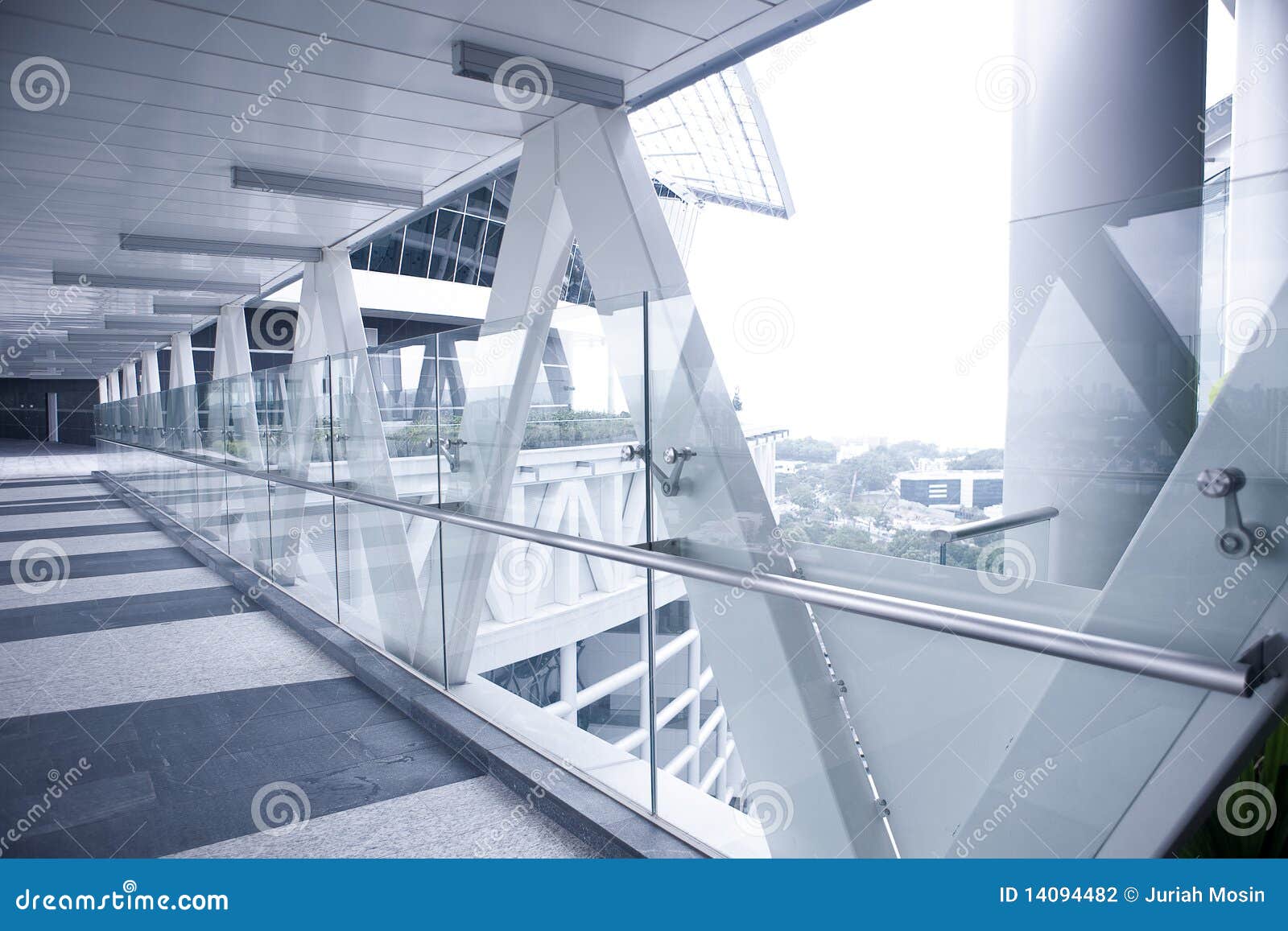 Skybridge Linking Two Office Tower Blocks Stock Photo - Image of metal ...