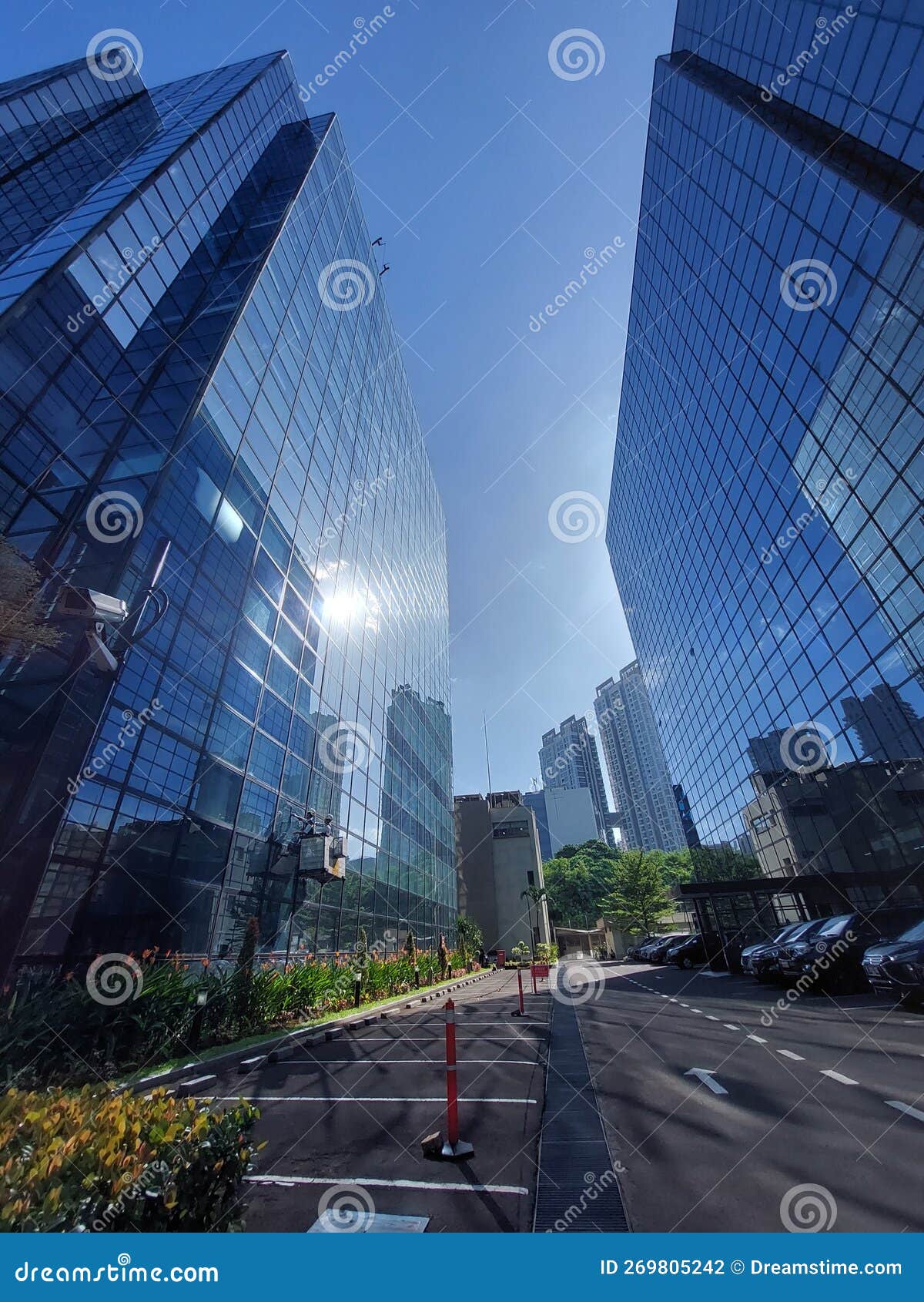 Skycraper with Blue Sky View in the Morning Stock Photo - Image of ...