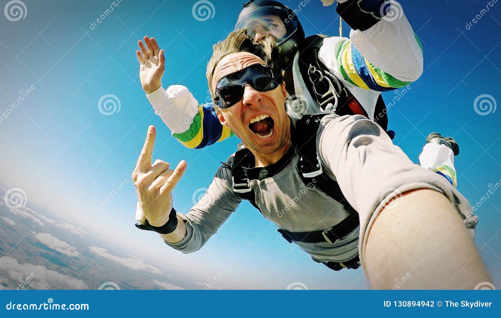 Skydive Tandem Selfie Photo Effect Stock Photo - Image of camera, funny ...