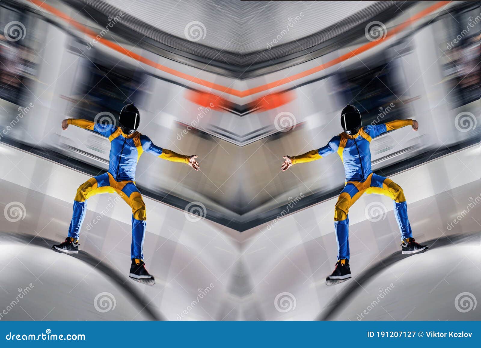 The Skydiver. an Athlete Performs an Acrobatic Trick in the Air. Flight ...