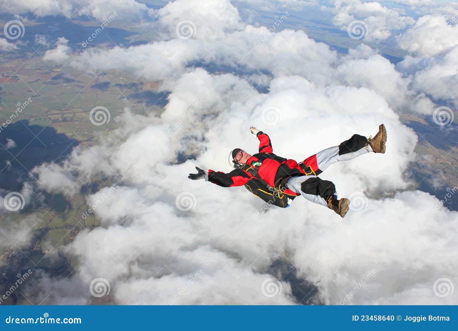 Skydiver Flying on His Back Stock Photo - Image of freefalling, holding ...