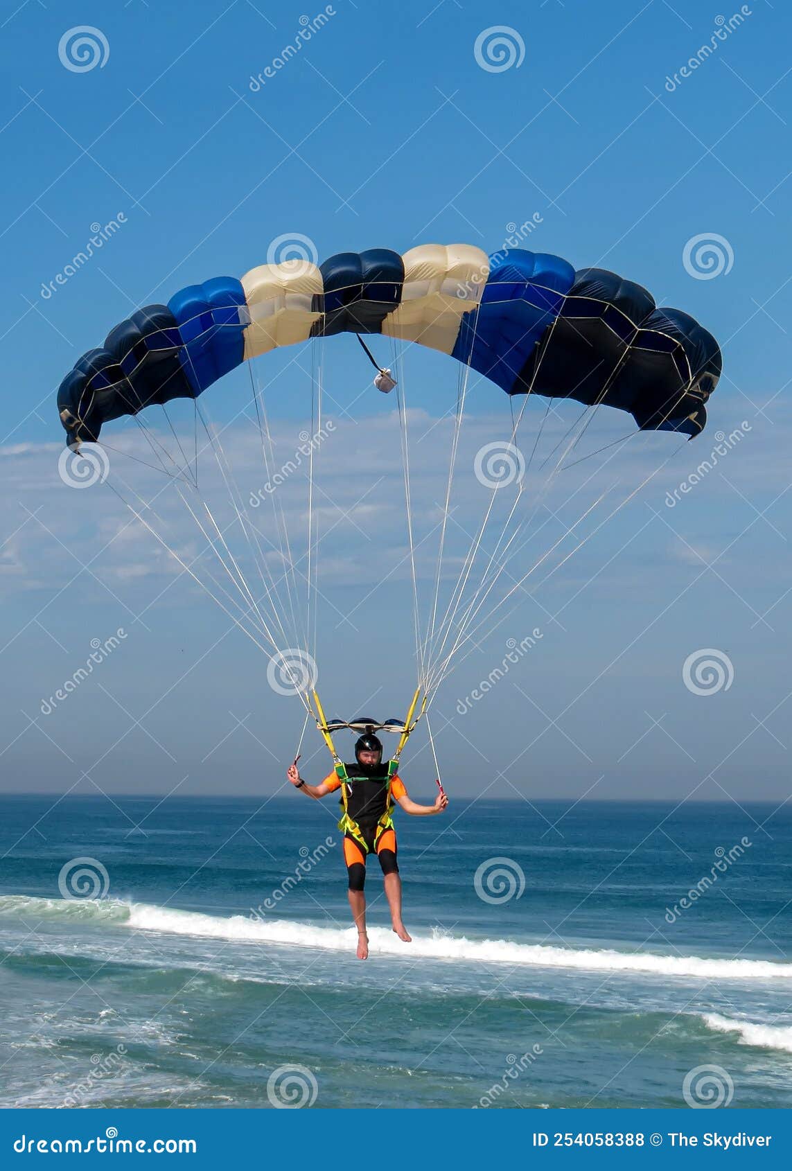 Skydiver Flying Over the Beach. Stock Photo - Image of adventure ...