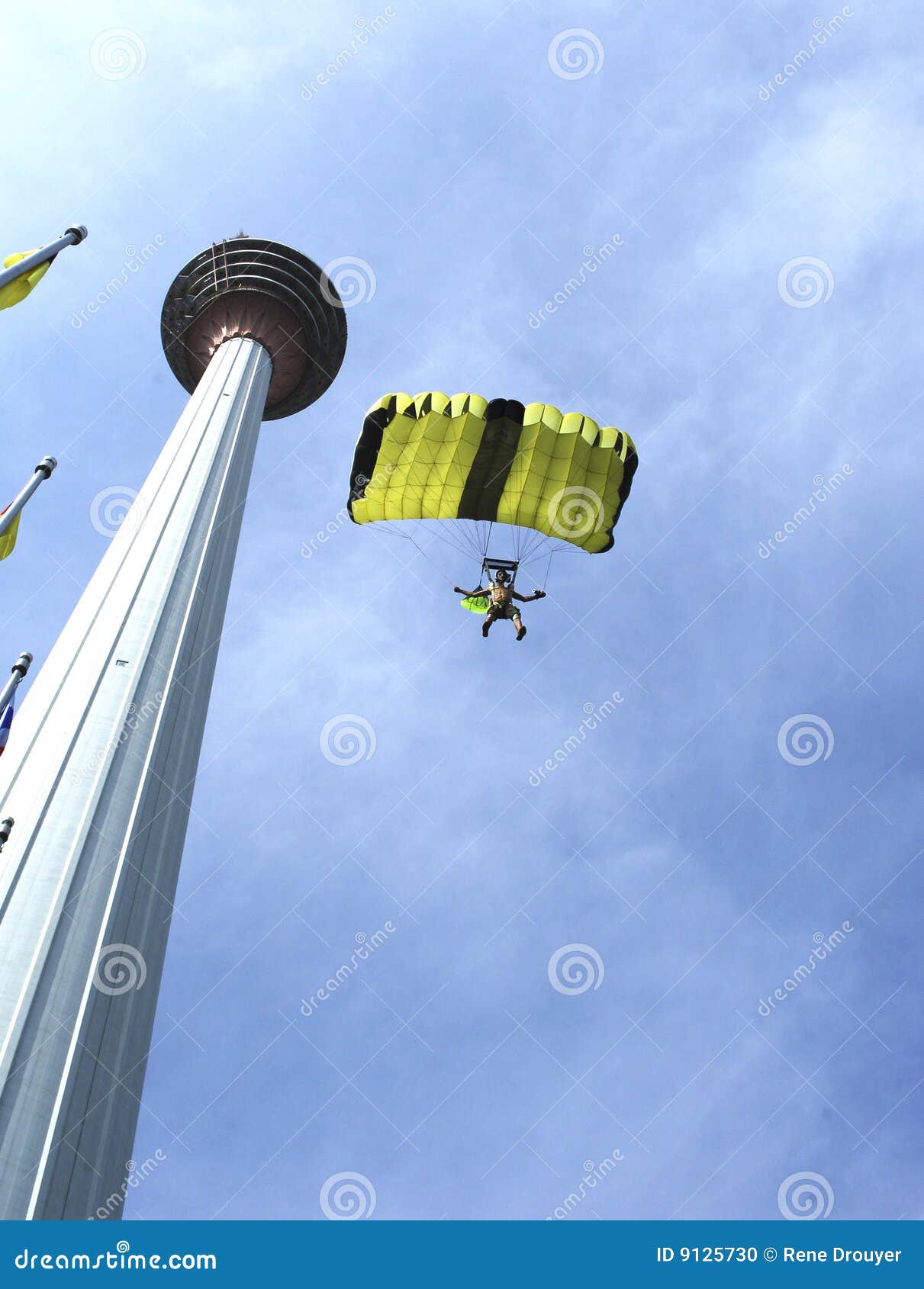 Skydiver Jumping from KL Tower Editorial Image - Image of parachute ...