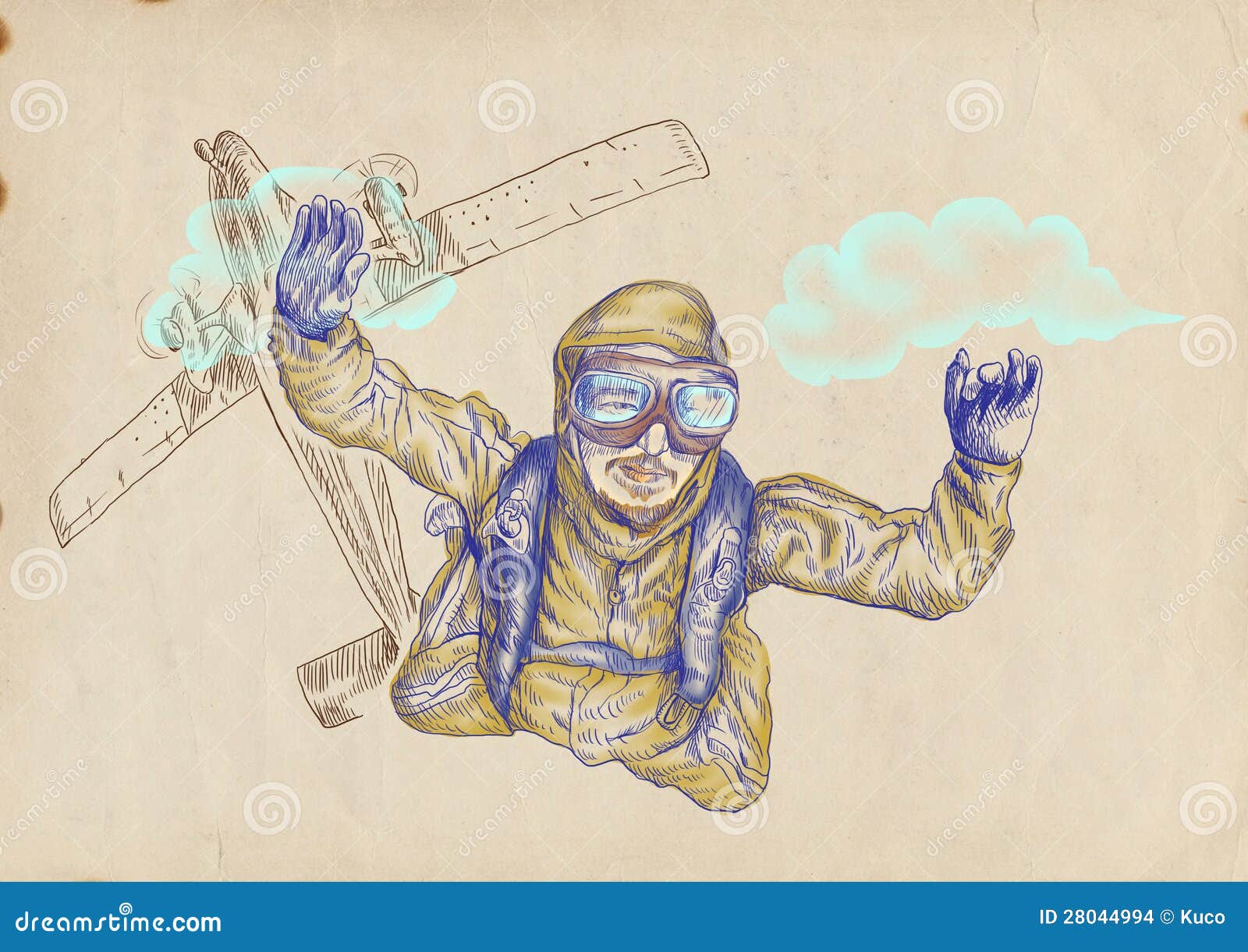 Skydiver Jumps from an Airplane Stock Illustration - Illustration of ...