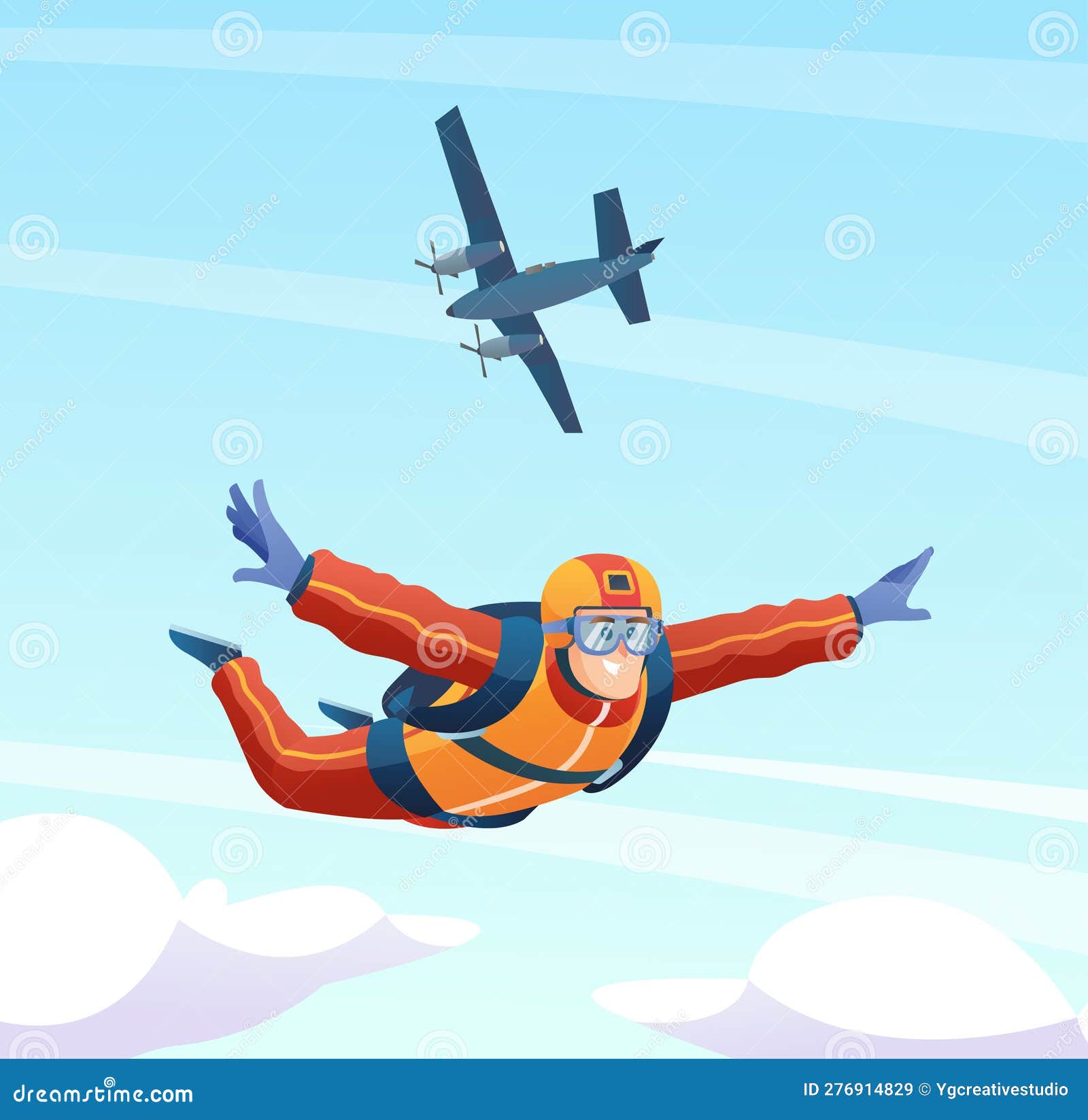 Skydiver Jumps from the Plane and Skydiving in the Sky Stock Vector ...