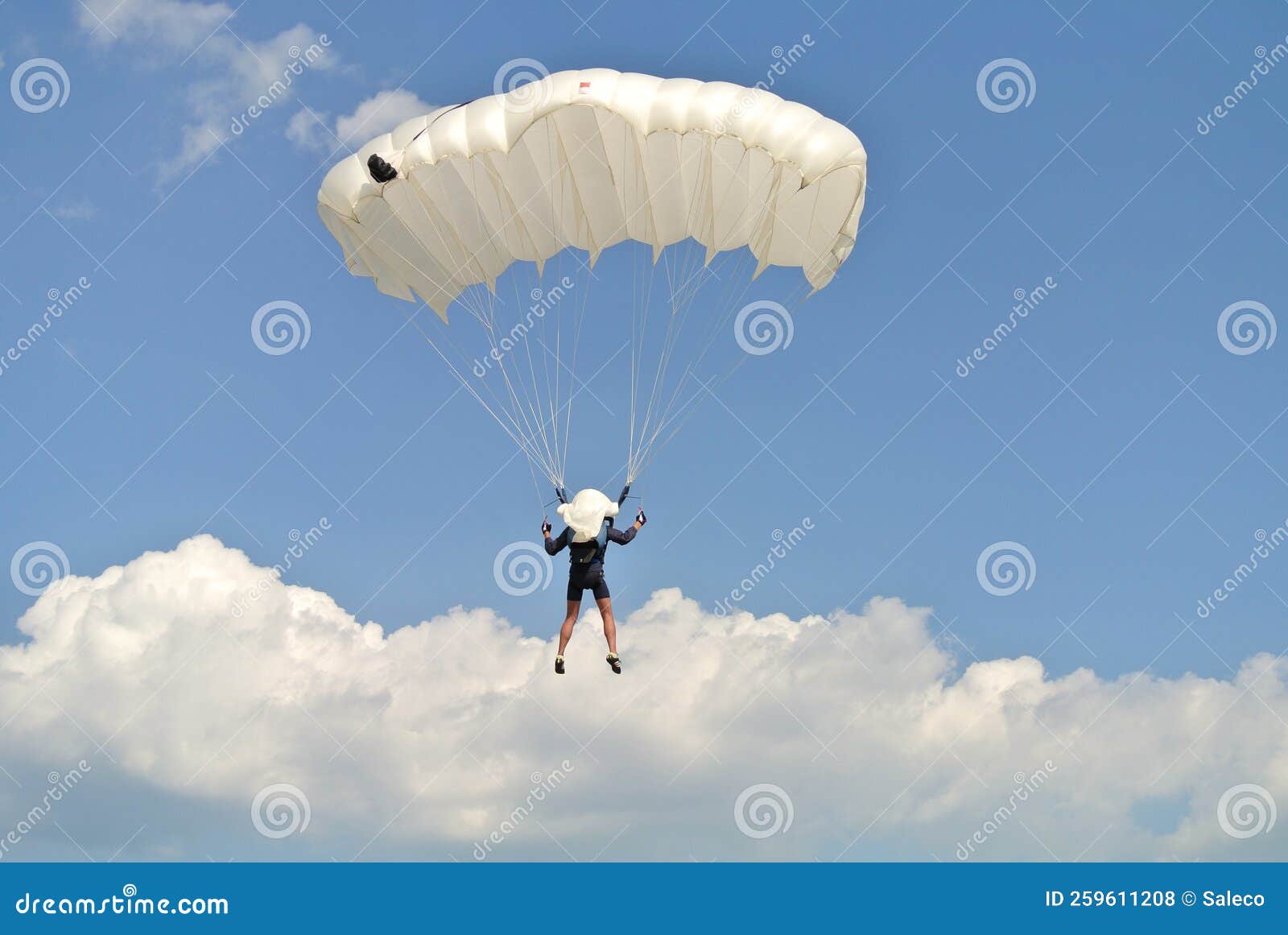 Parachuter with White Parachute Skydiving on Parachuting Cup, Held in ...