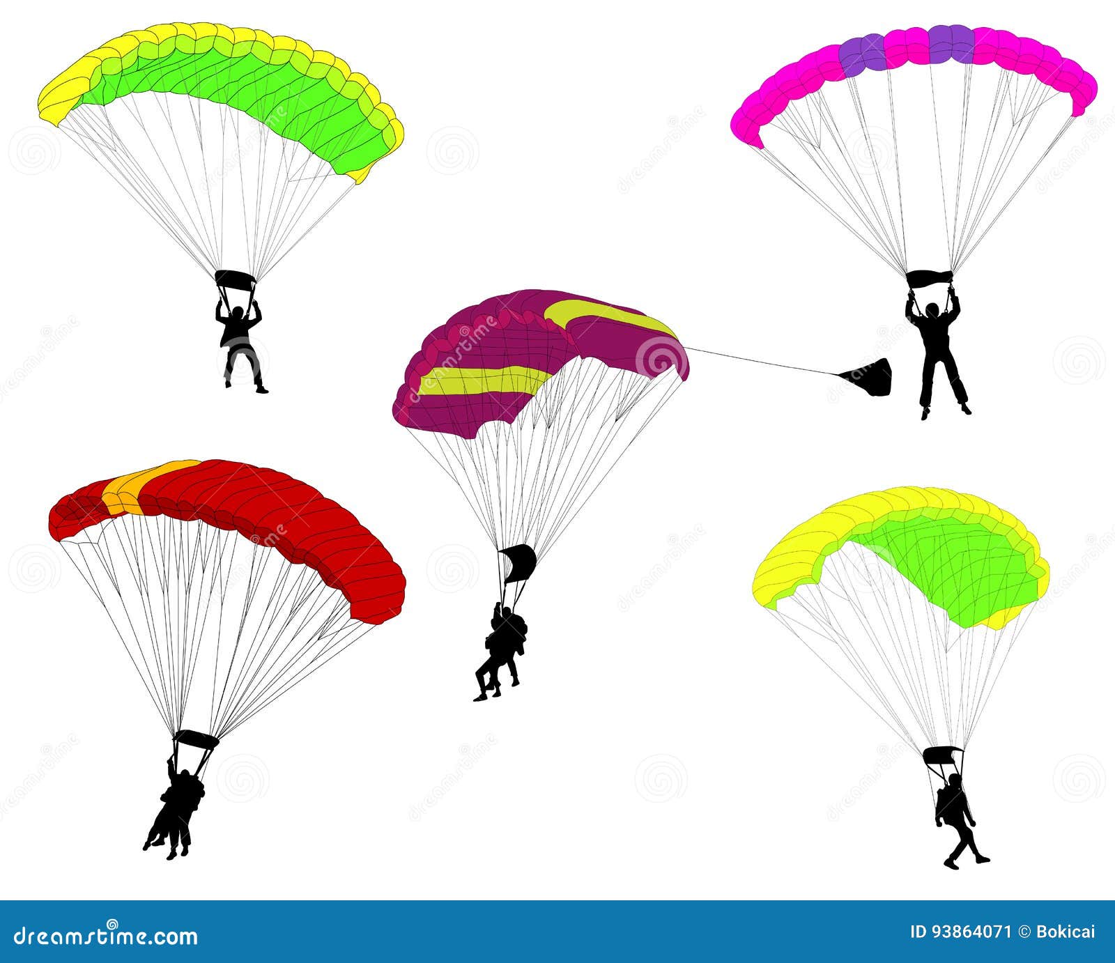 Skydivers Color Set - Illustration Stock Vector - Illustration of ...