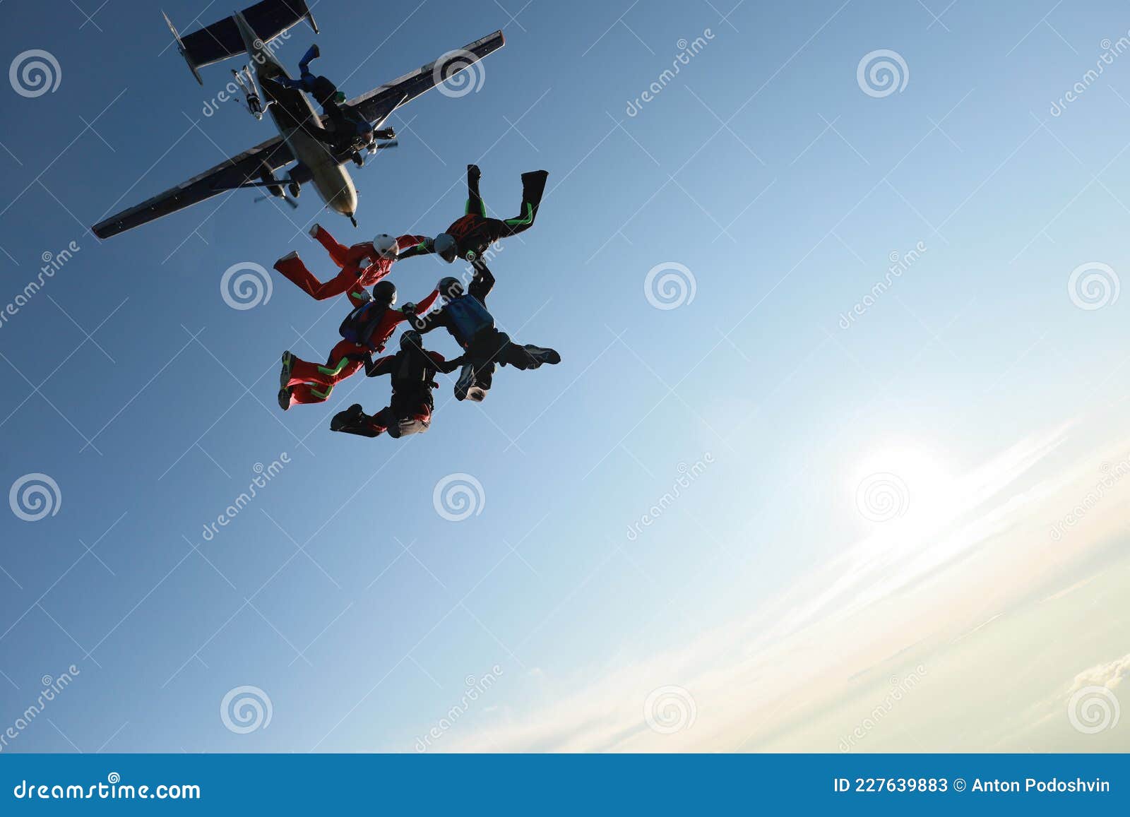 Formation Skydiving. Skydivers are Falling in the Sky. Stock Image ...