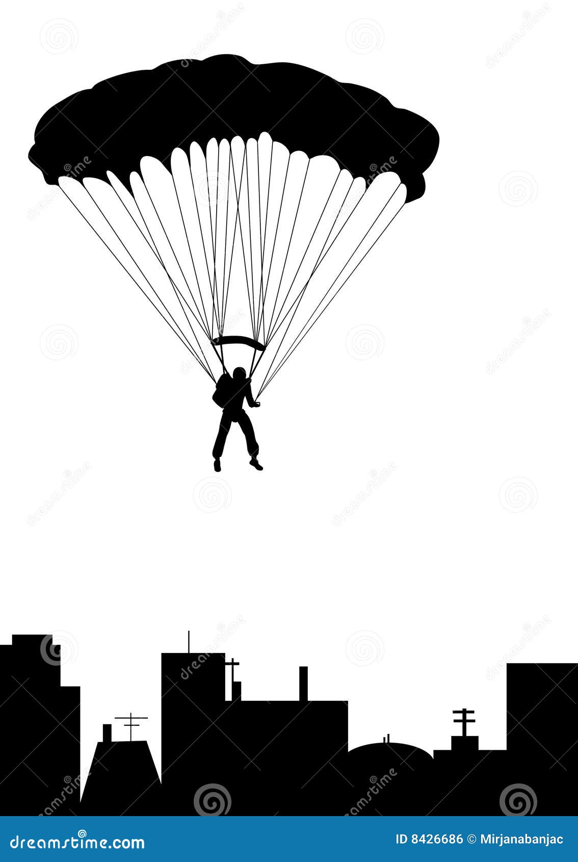 Skydiving stock vector. Illustration of relaxation, parachutist - 8426686