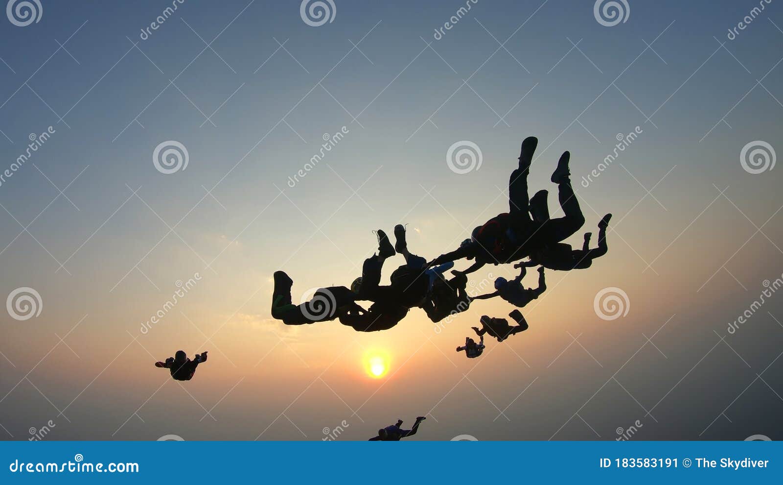 A Group Of Skydivers. Skydiving Is In The Sky. Royalty-Free Stock ...