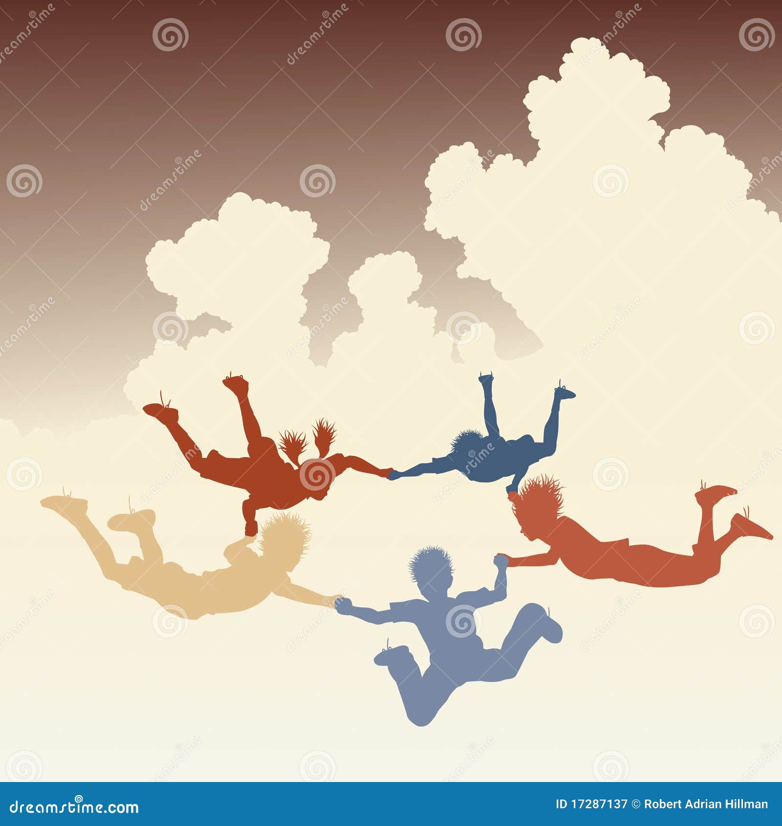 Skydiving Children Cartoon Vector | CartoonDealer.com #15091153