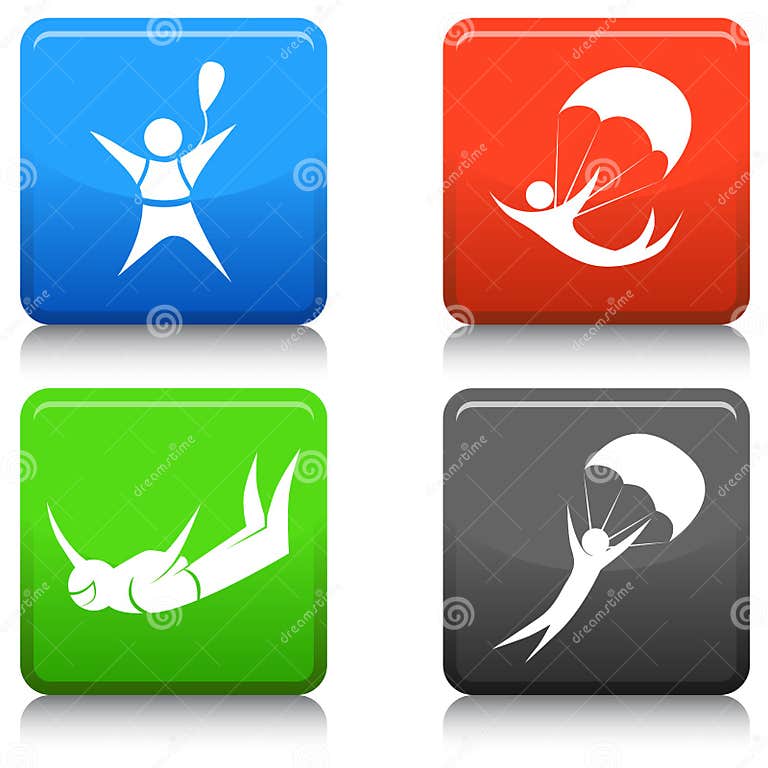 Skydiving Icon Set stock vector. Illustration of skydiving - 48908044