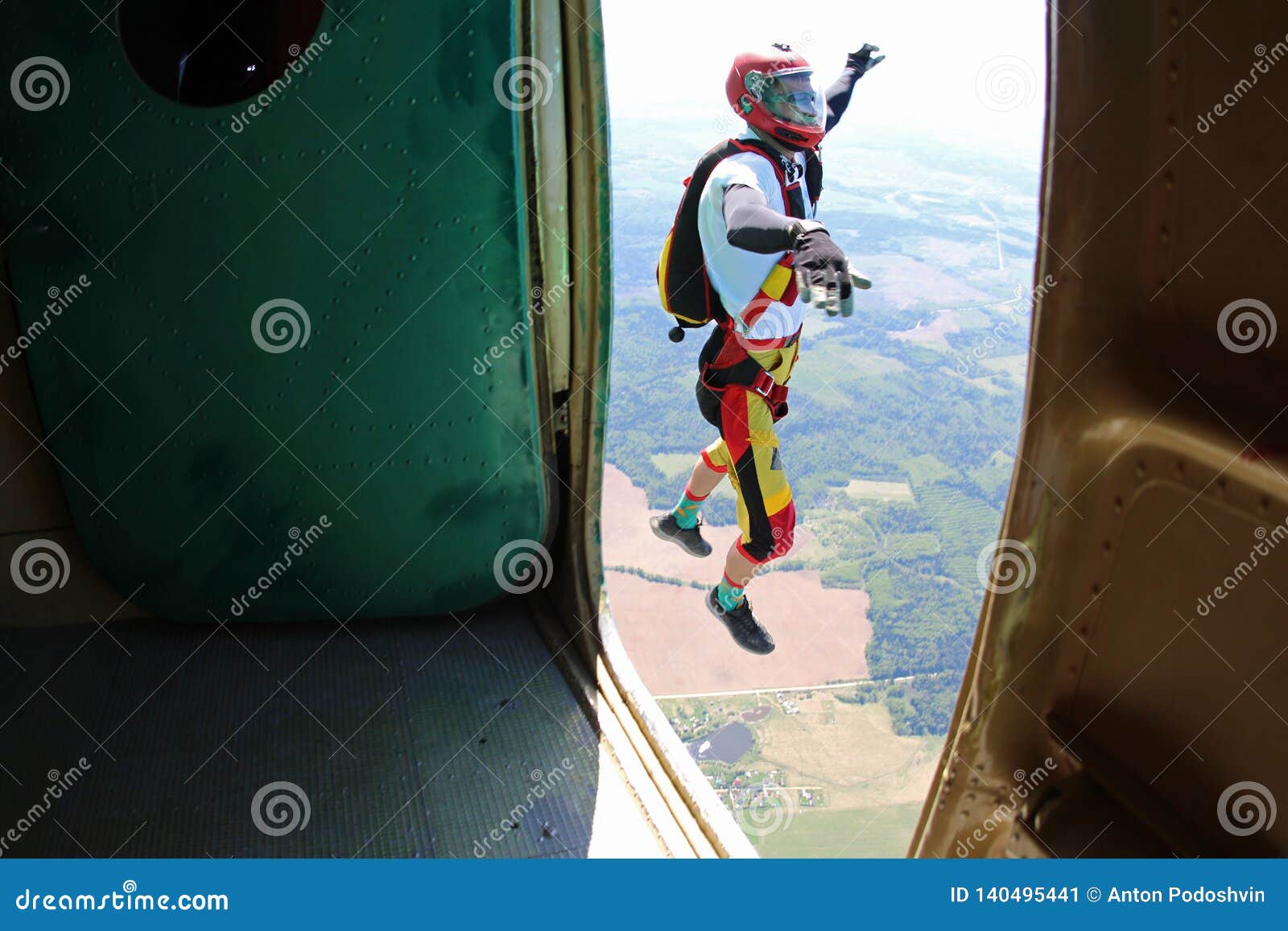 Skydiving. the Moment of Exit. Stock Image - Image of skydive, risk ...