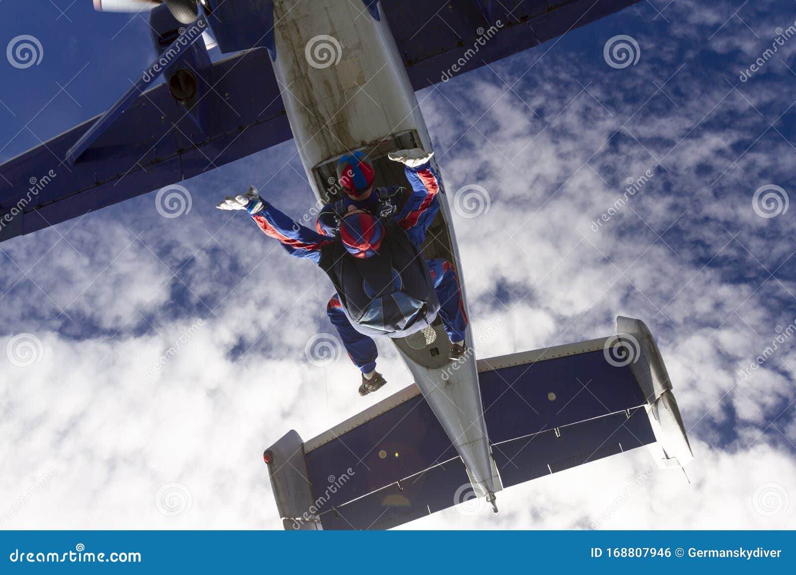 Skydiving Photo. Tandem Jump in Freefall. Stock Photo - Image of ...