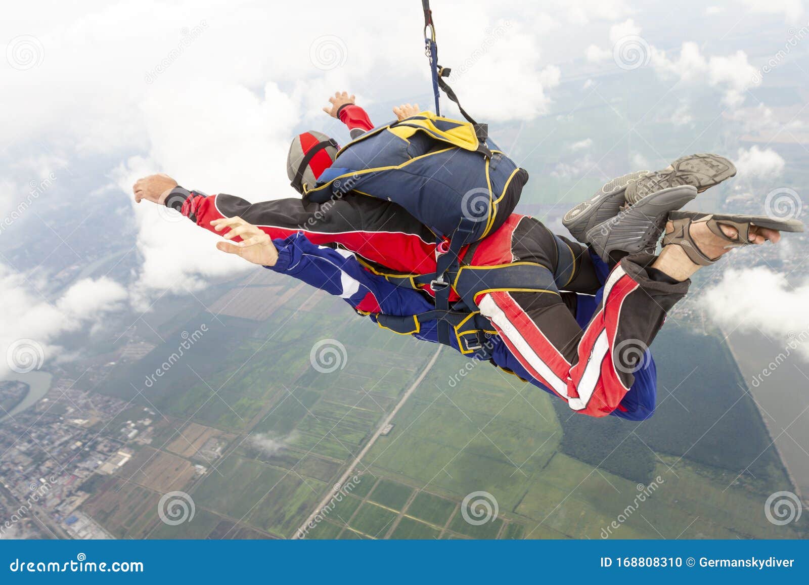 Skydiving Photo. Tandem Jump in Freefall. Stock Photo - Image of skill ...