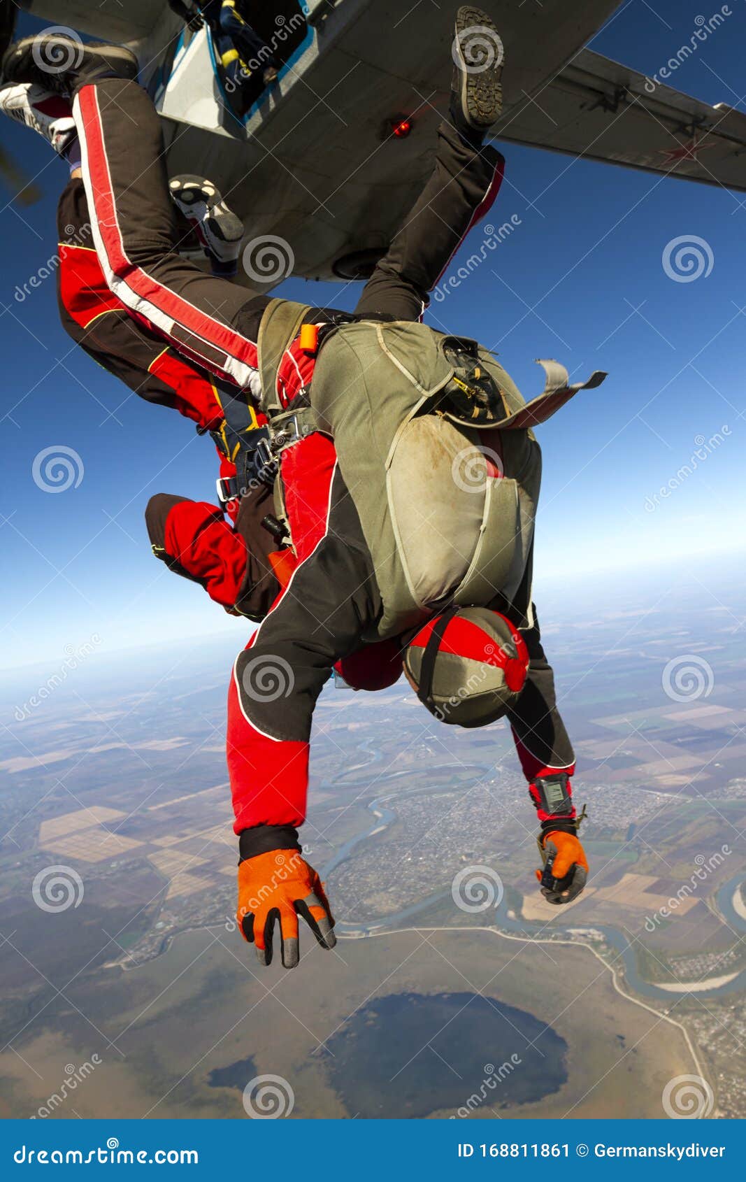 Skydiving Photo. Tandem Jump in Freefall. Stock Image - Image of ...