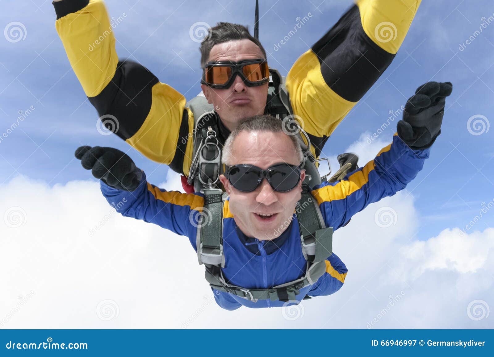 Skydiving photo. Tandem. stock image. Image of freedom - 66946997