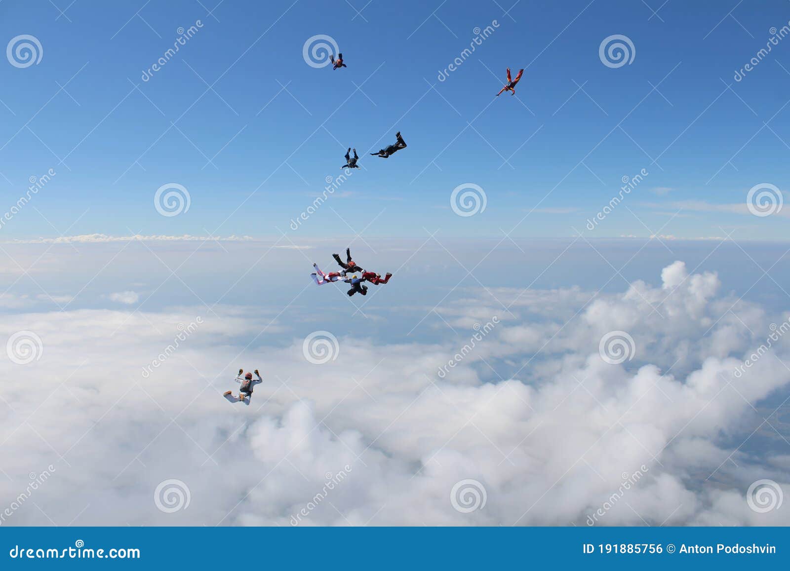 Skydiving. Skydivers are Flying in the Sky. Stock Photo - Image of ...