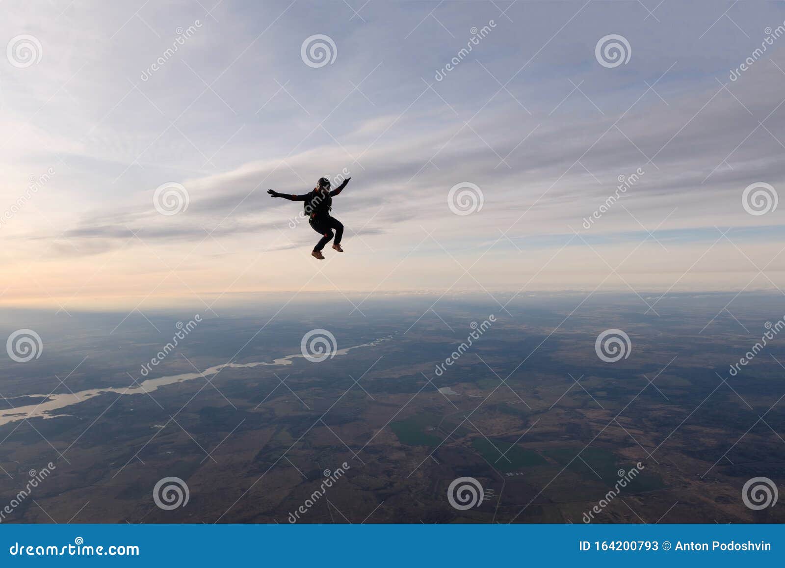 Skydiving. a Solo Skydiver is Flying in the Sky. Stock Image - Image of ...
