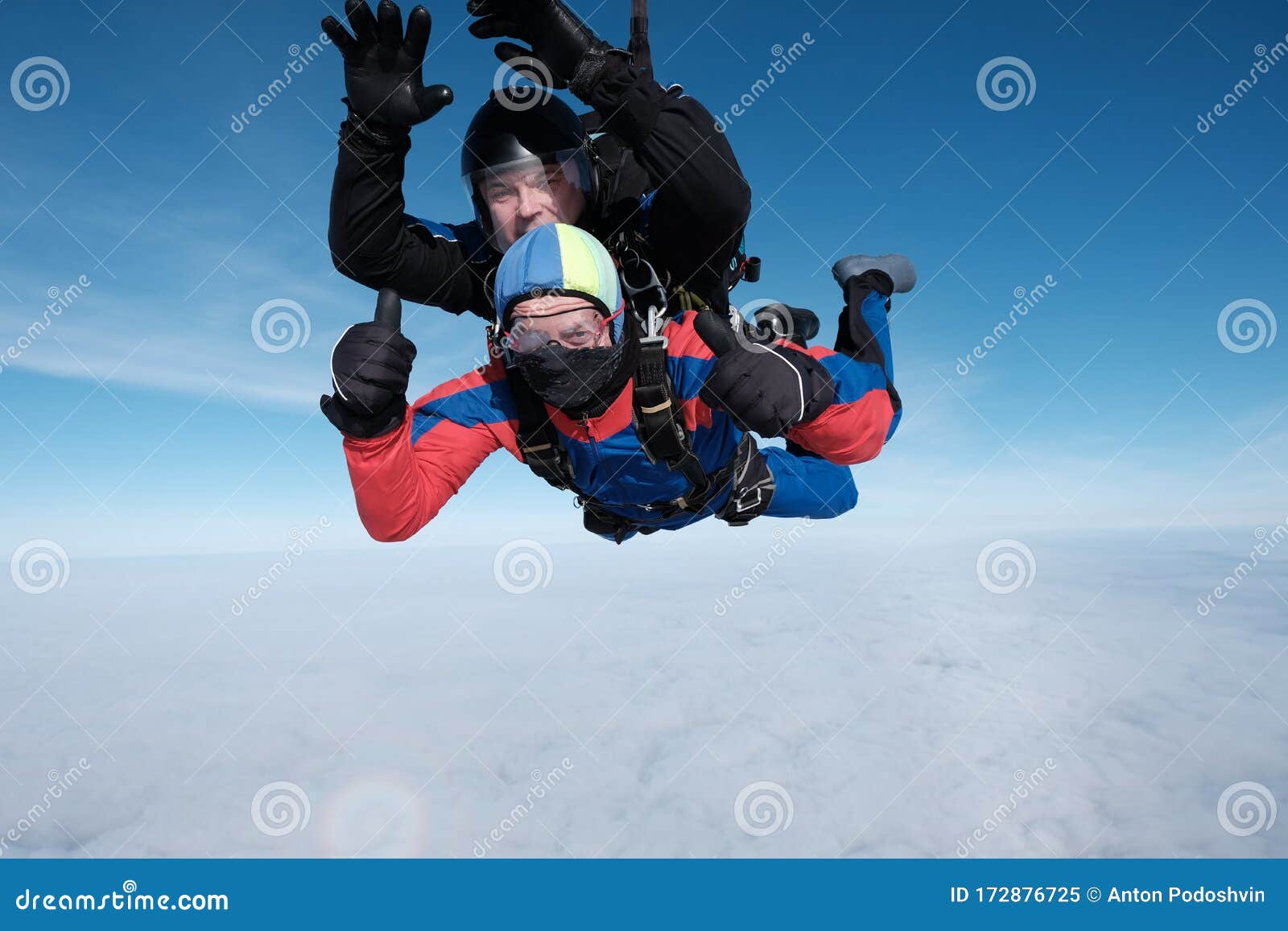 Skydiving. Tandem Jump. Two Men. Stock Image - Image of parachutist ...