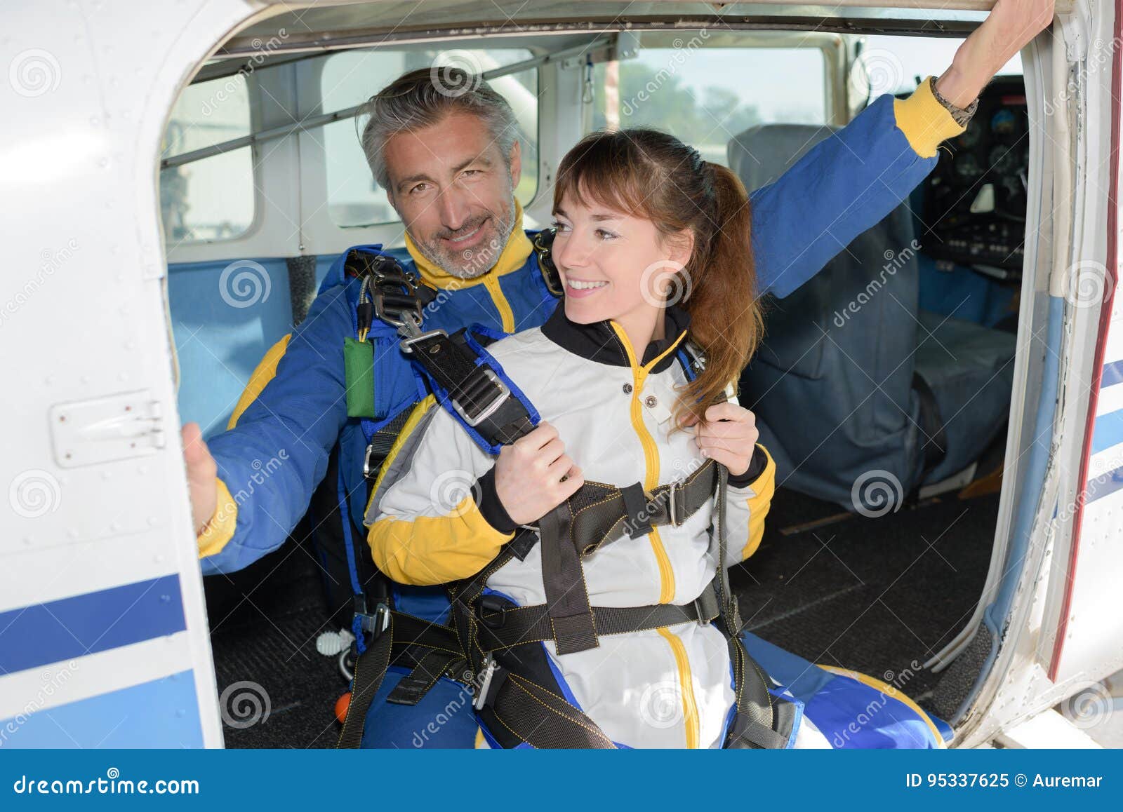 Skydiving Tandem Jumping from Plane Stock Image - Image of outdoors ...