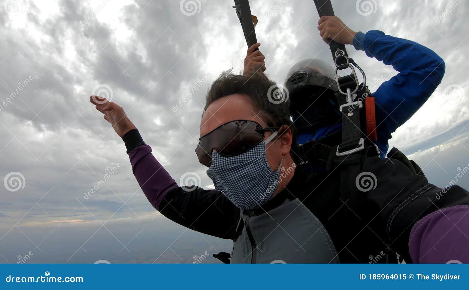Skydiving Tandem with Protective Mask after the Lockdown Stock Image ...