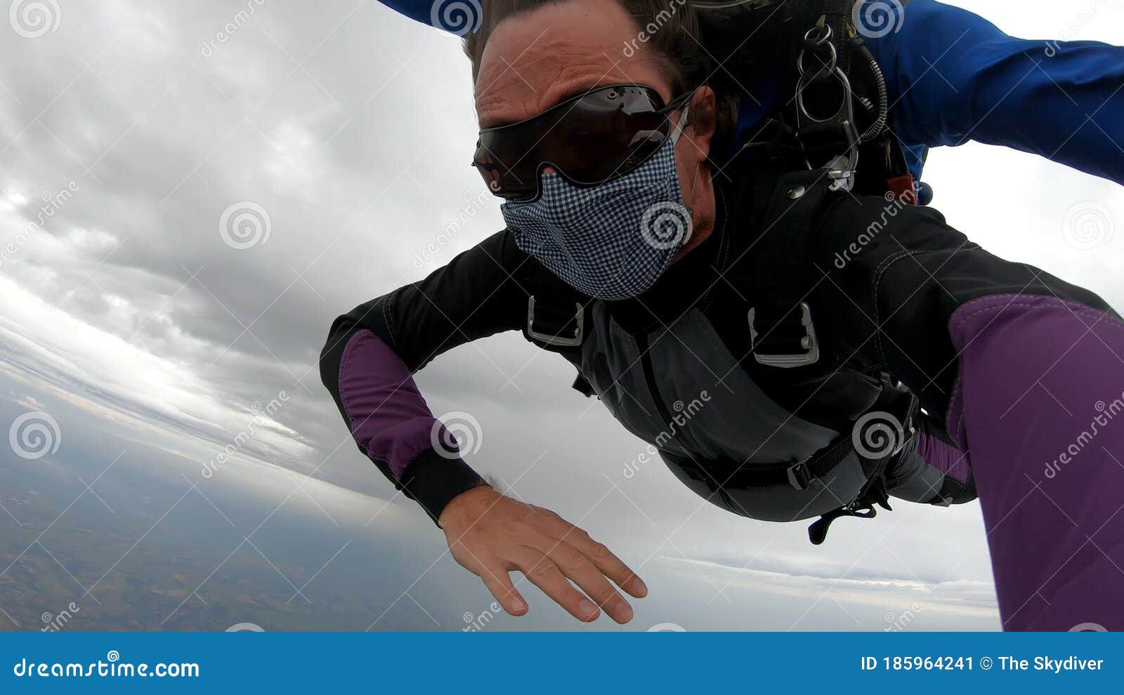 Skydiving Tandem with Protective Mask after the Lockdown Stock Image ...