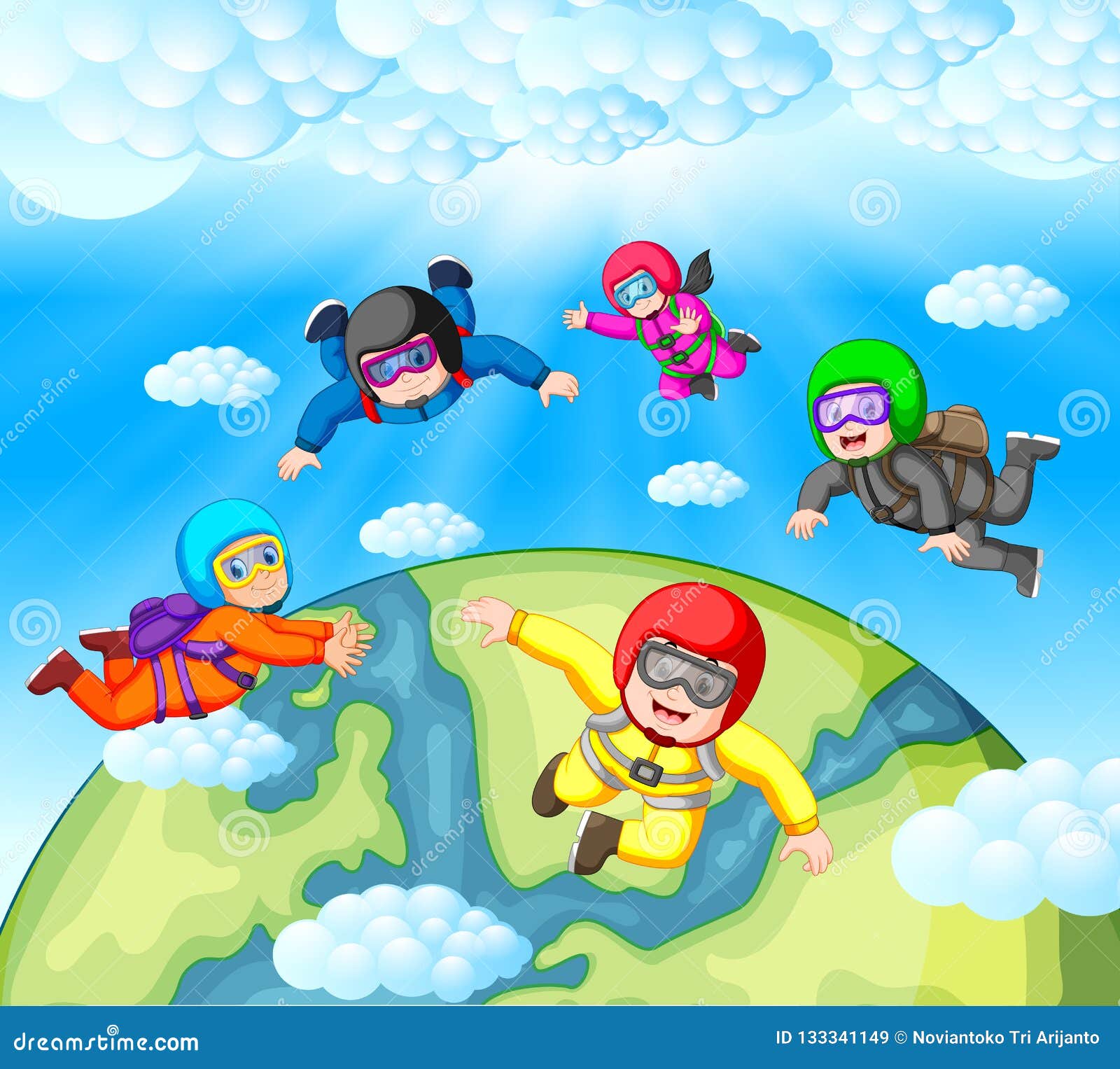 Skydiving team work stock vector. Illustration of background - 133341149