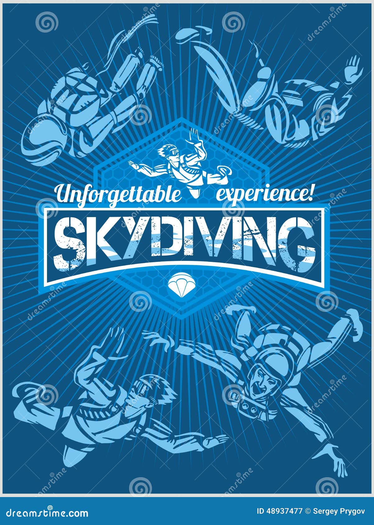 Skydiving. Vector Set - Emblem and Skydivers. Stock Vector ...