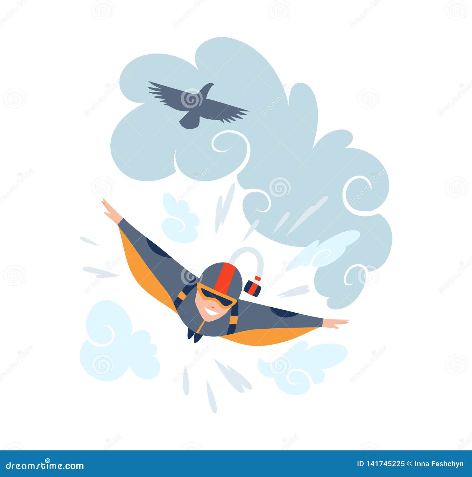 Skydiving Vector Illustration Set. Collection Of Solo, Tandem And Group ...