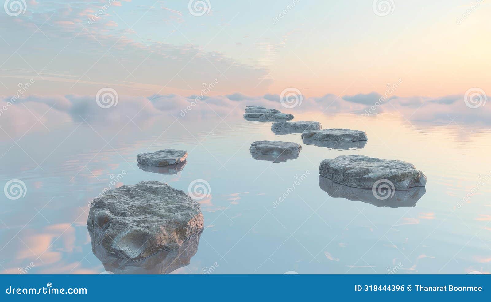 Skyhigh Stone Path Creating a Floating Walkway Above Clouds Stock ...