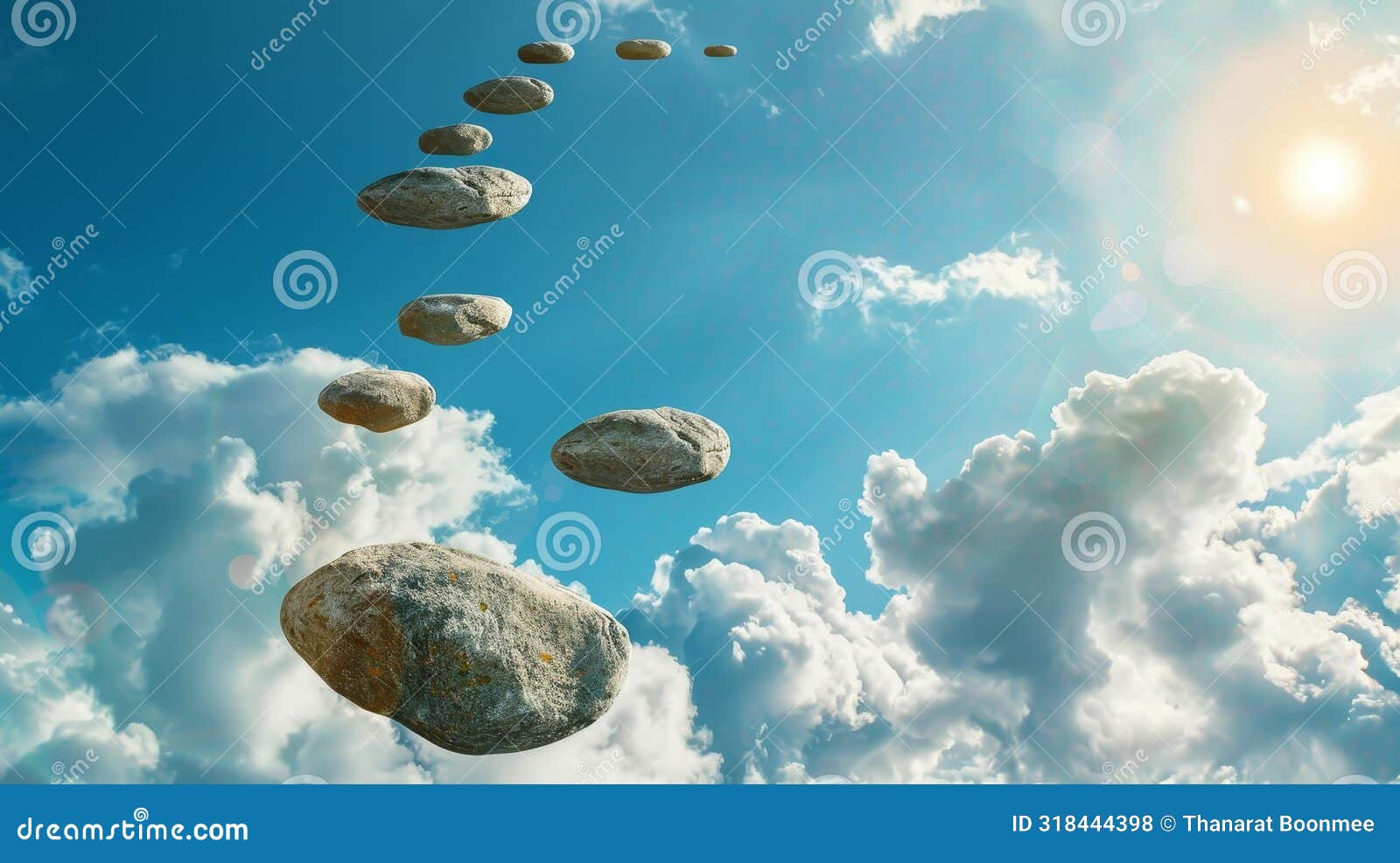 Skyhigh Stone Path Creating a Floating Walkway Above Clouds Stock ...