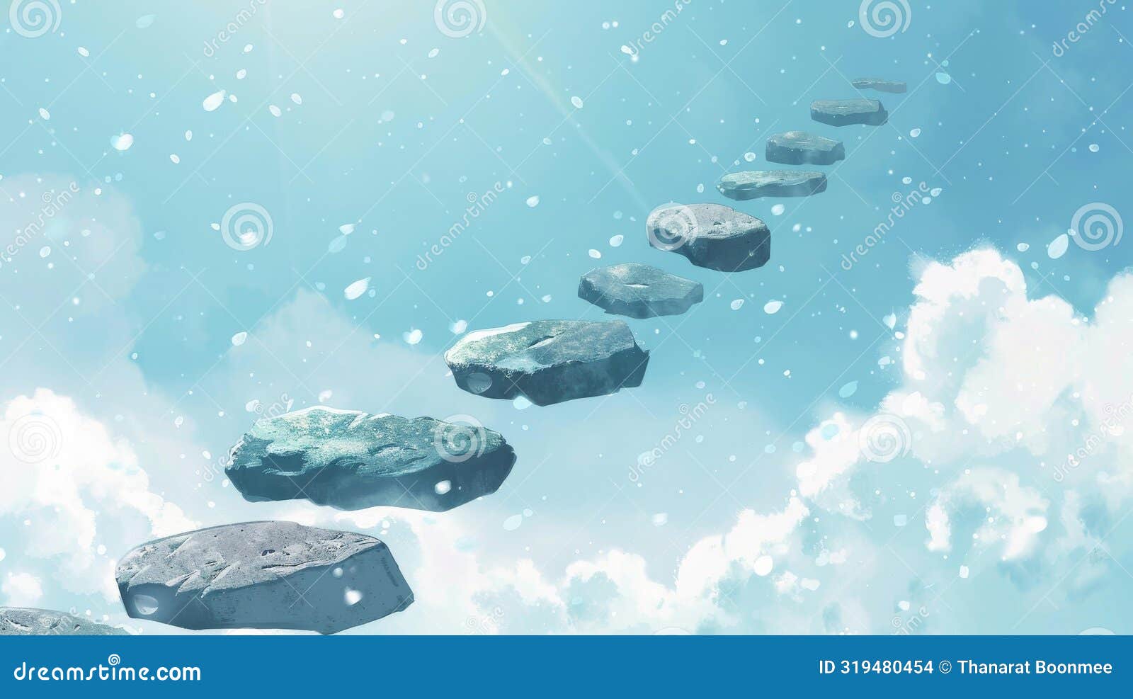 Skyhigh Stone Path Creating a Floating Walkway Above Clouds Stock ...