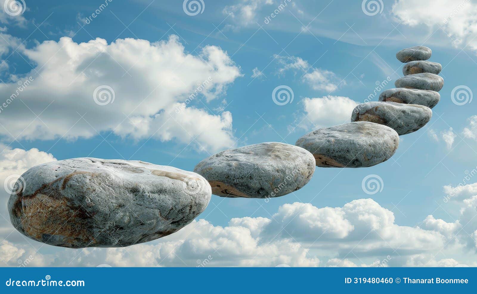 Skyhigh Stone Path Creating a Floating Walkway Above Clouds Stock ...