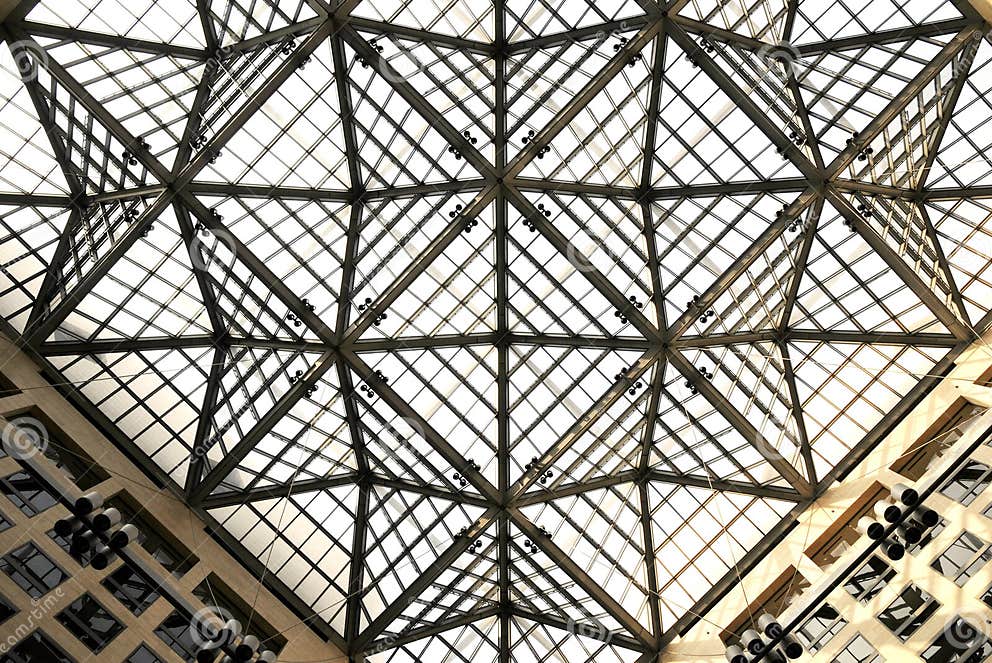 Skylight with Grid Framework Stock Image - Image of building, fabric ...