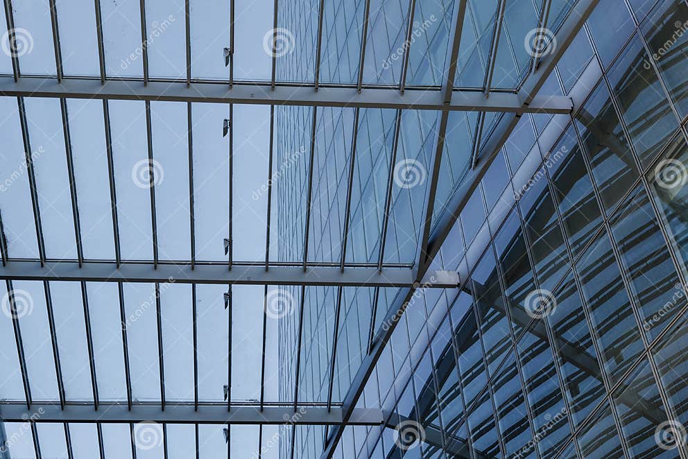 Skylight with Rectangular Grid Pattern Over Atrium Which Connect To ...