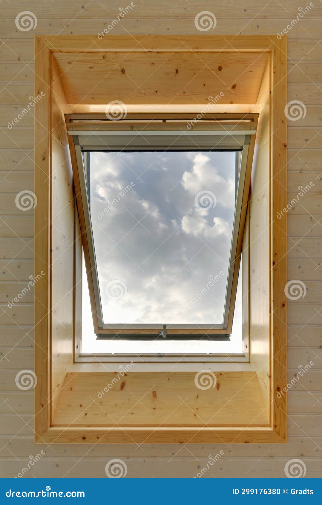Skylight Roof Top Window Wood Ceiling Stock Photo - Image of wooden ...