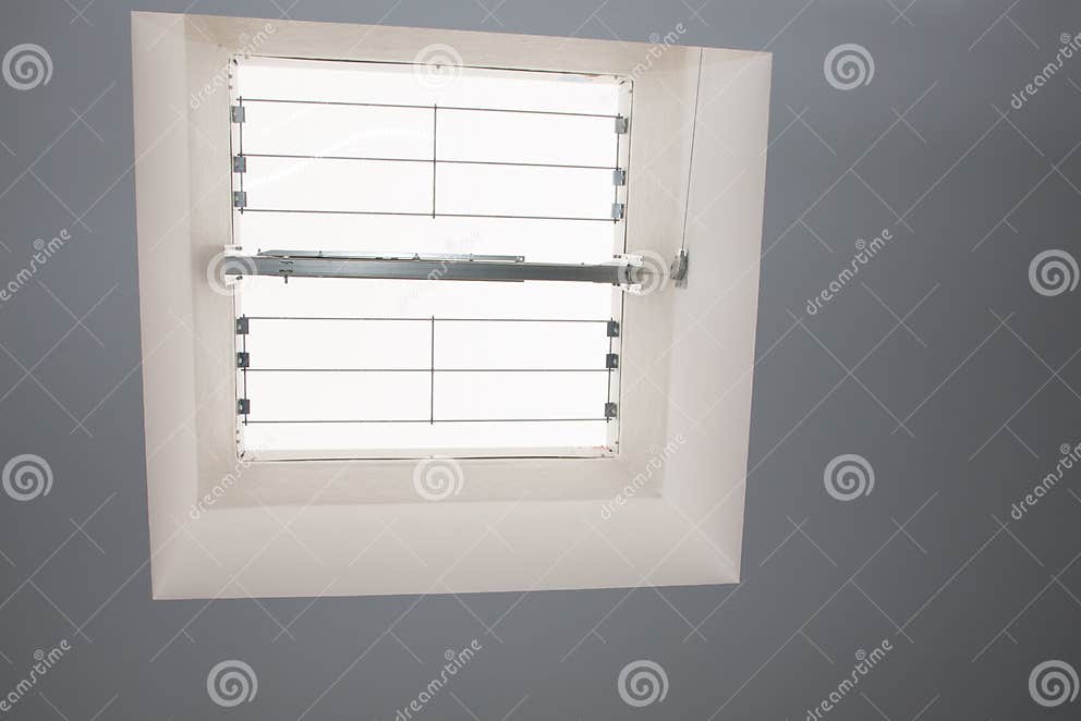 Skylight Square Light Well in Gray Ceiling Home Stock Photo - Image of ...