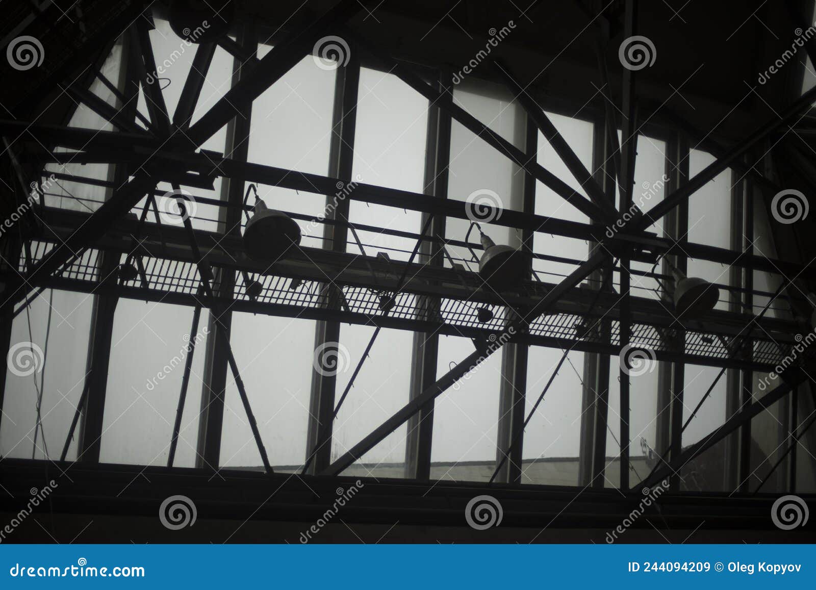 Skylight. Steel Structures on Ceiling Stock Image - Image of geometric ...