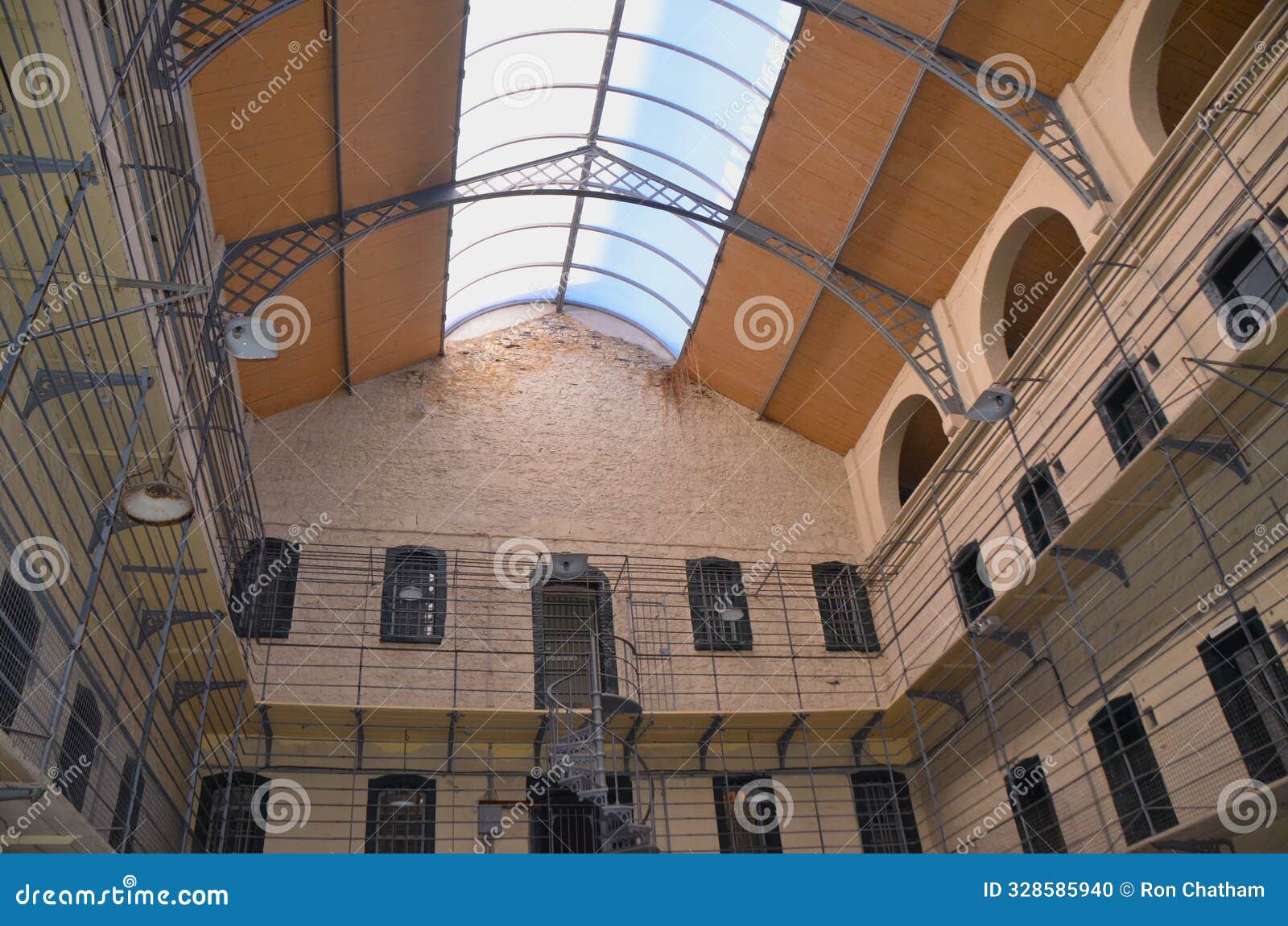 Skylight and Upper Tiers of an Old Prison. Stock Photo - Image of ...