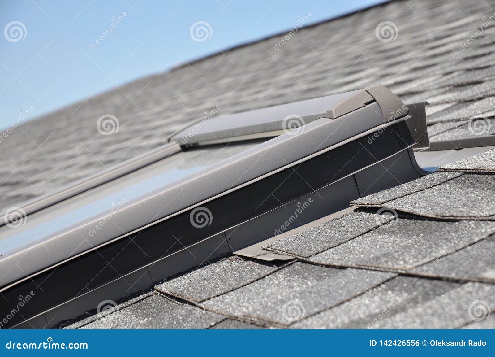Skylight Window Installation Details on House Rooftop Stock Photo ...