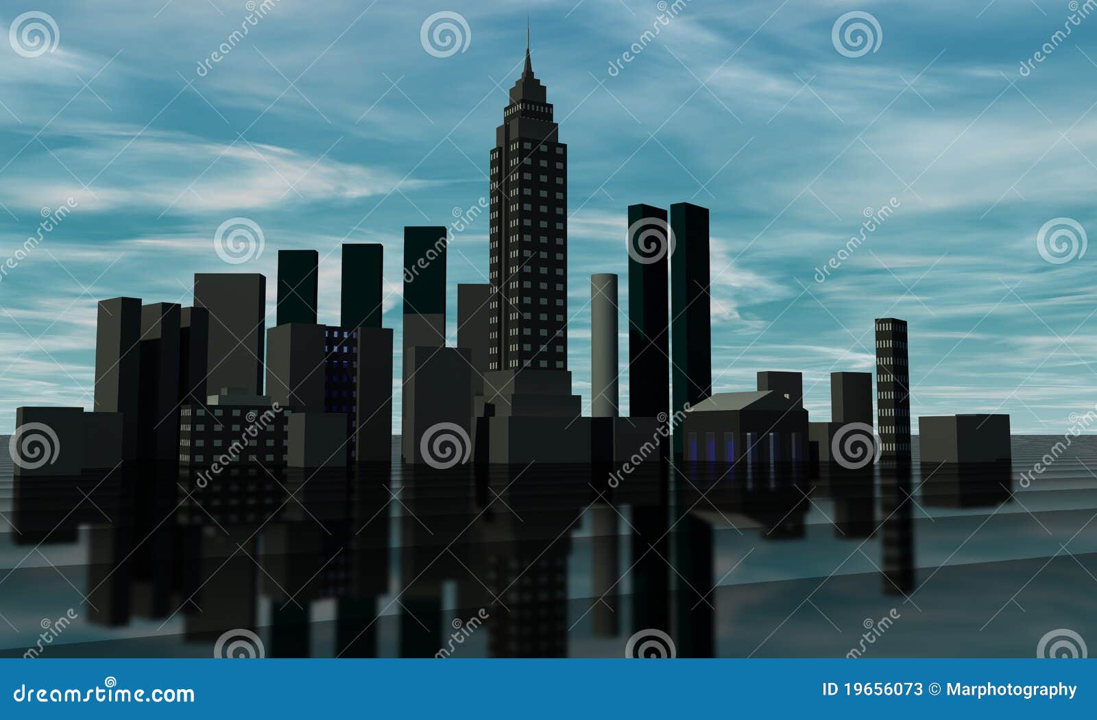 Skyline 3D render stock illustration. Illustration of scenic - 19656073