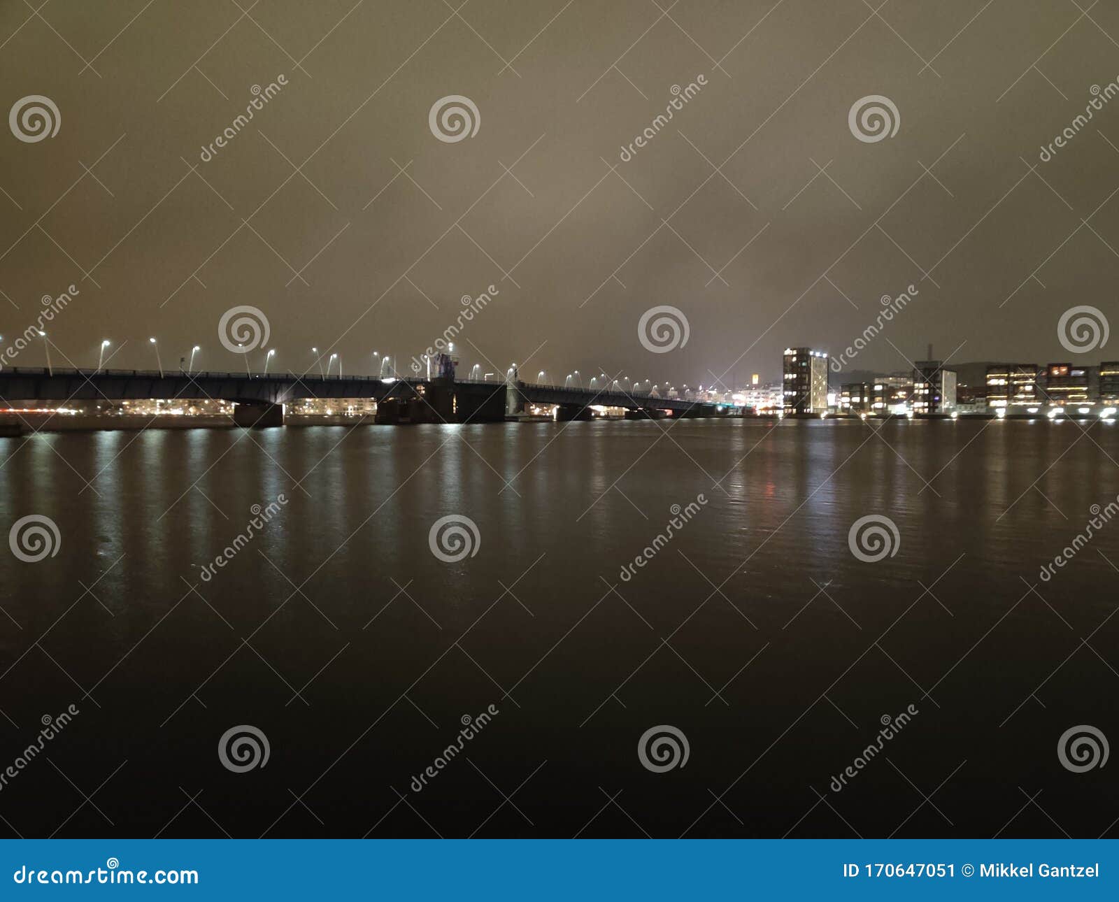 Skyline Aalborg stock image. Image of winter, river - 170647051