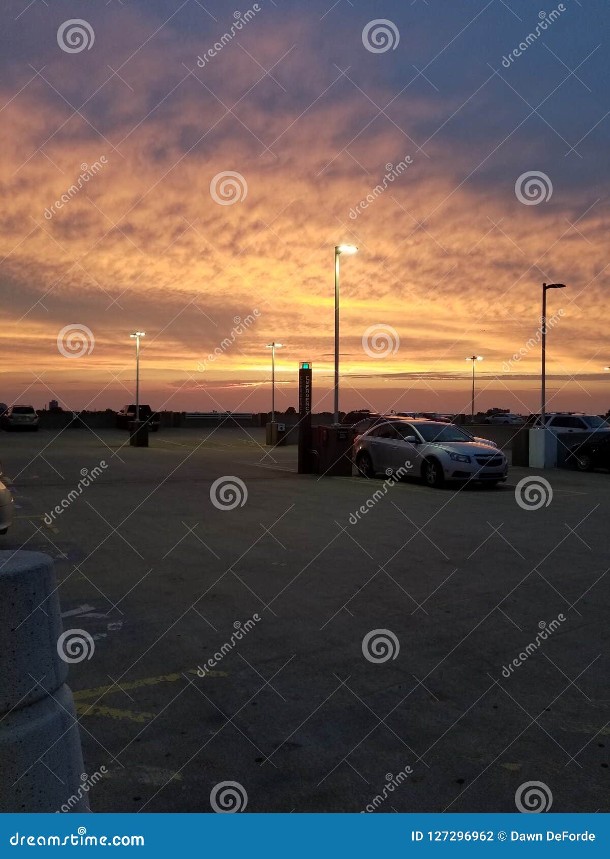 Skyline at sunset stock photo. Image of sunset, parking - 127296962