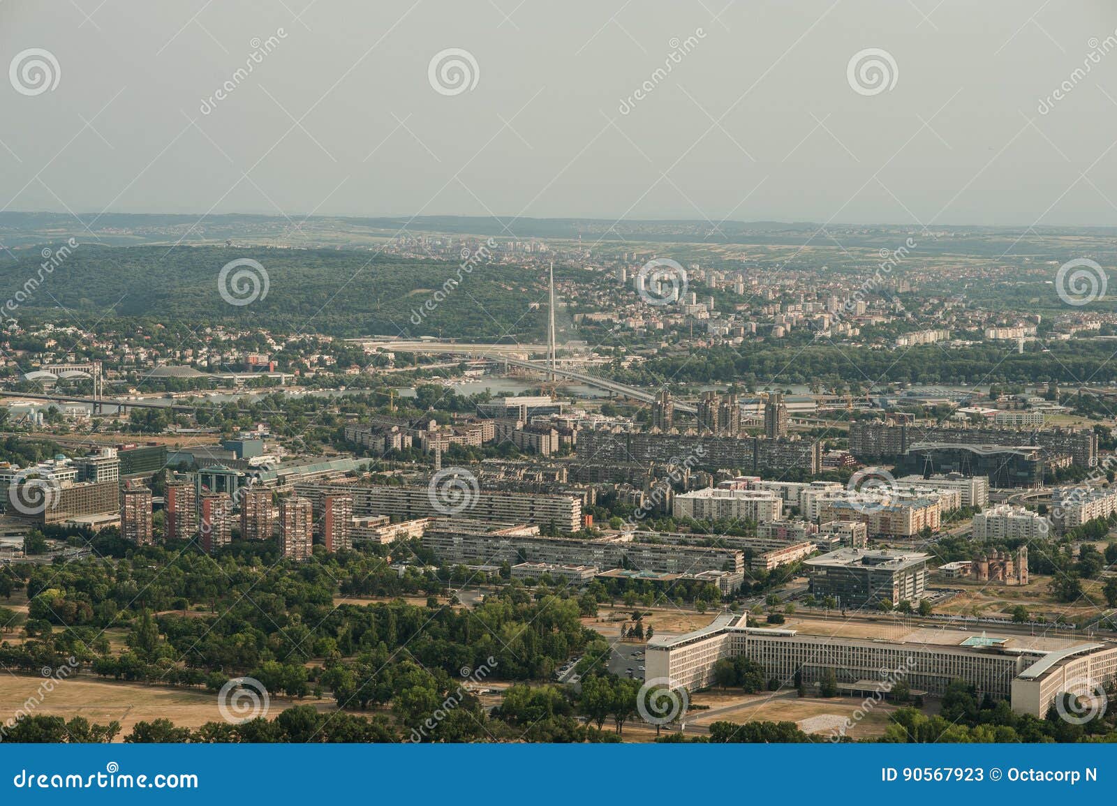 Skyline Aerial View -city Landscape Stock Image - Image of city, tree ...