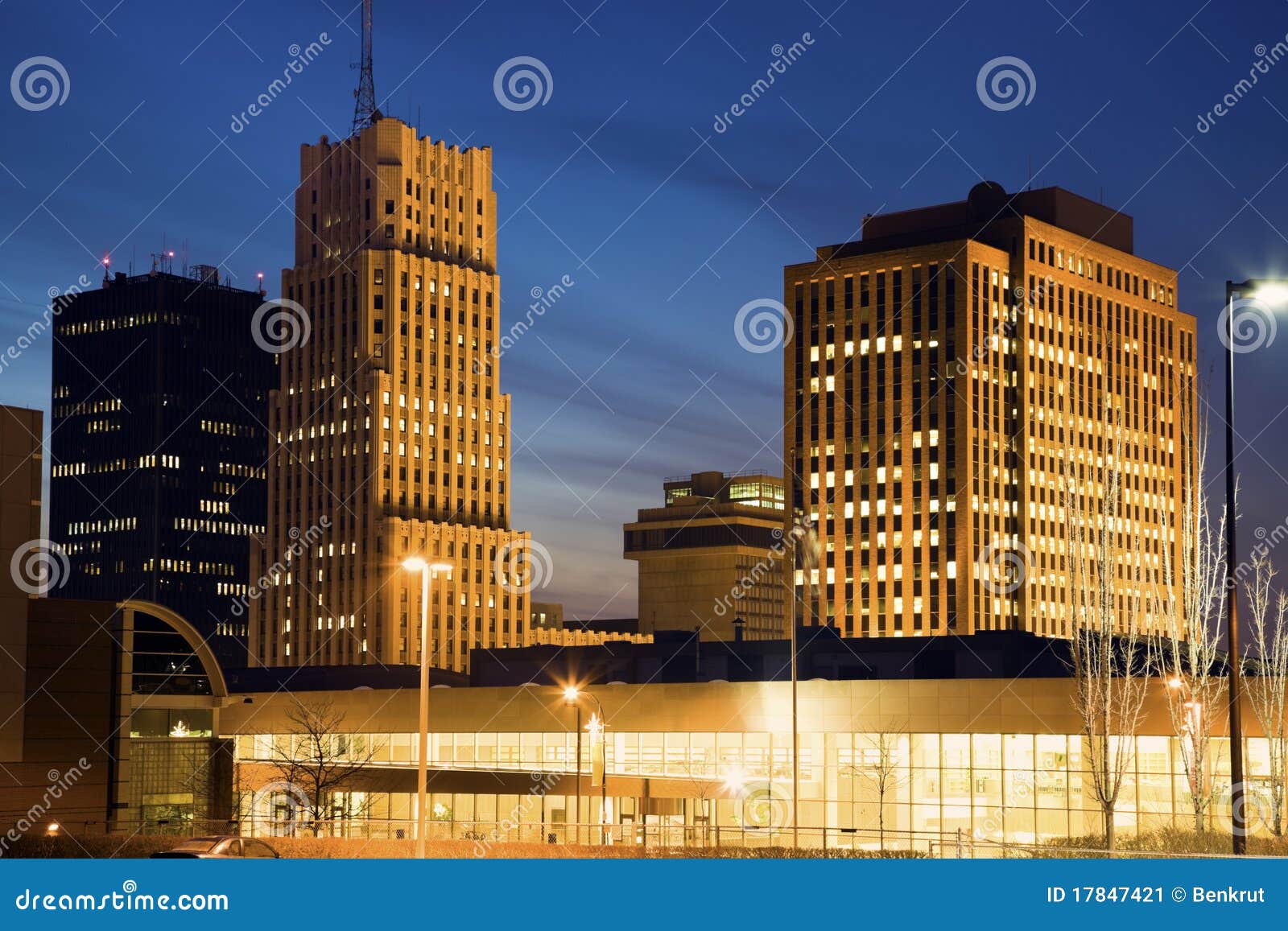 Skyline of Akron, Ohio stock image. Image of evening - 17847421