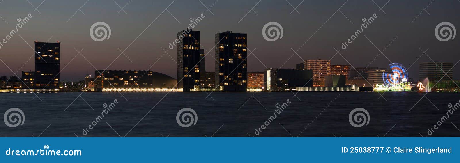 Skyline Almere stock image. Image of town, illuminated - 25038777