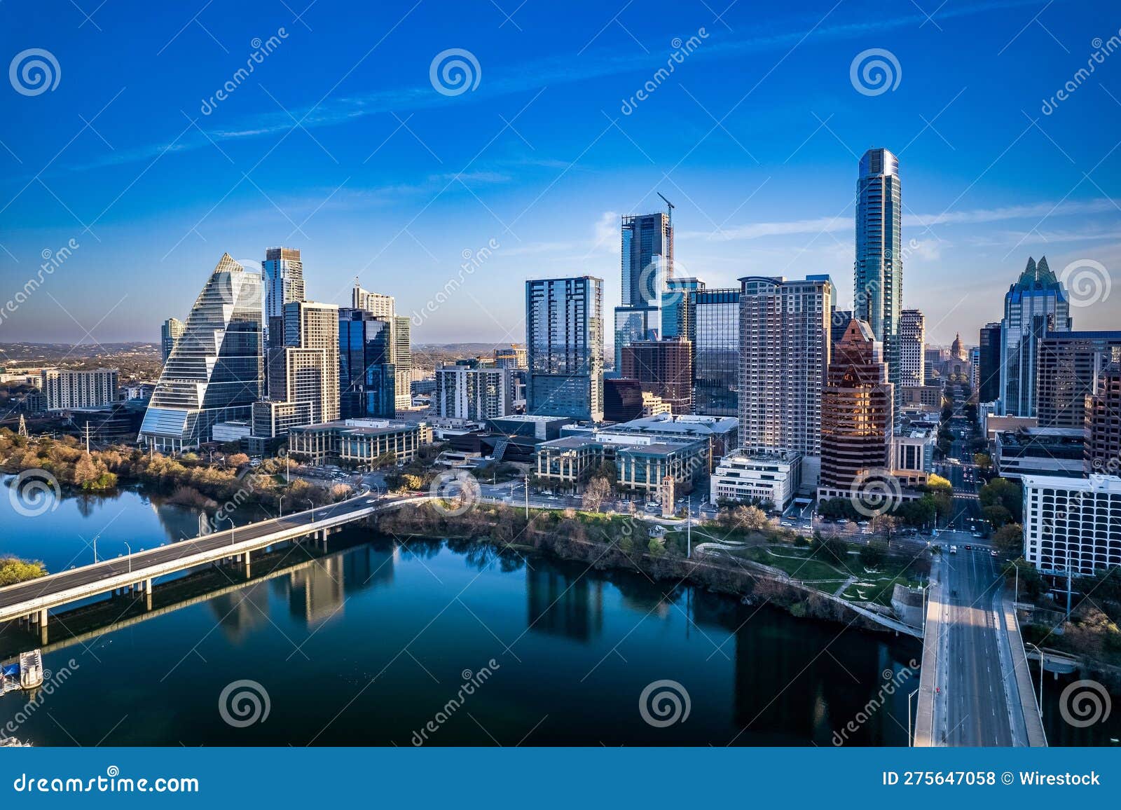 Skyline of Austin, Texas with a River in the Foreground. Editorial ...