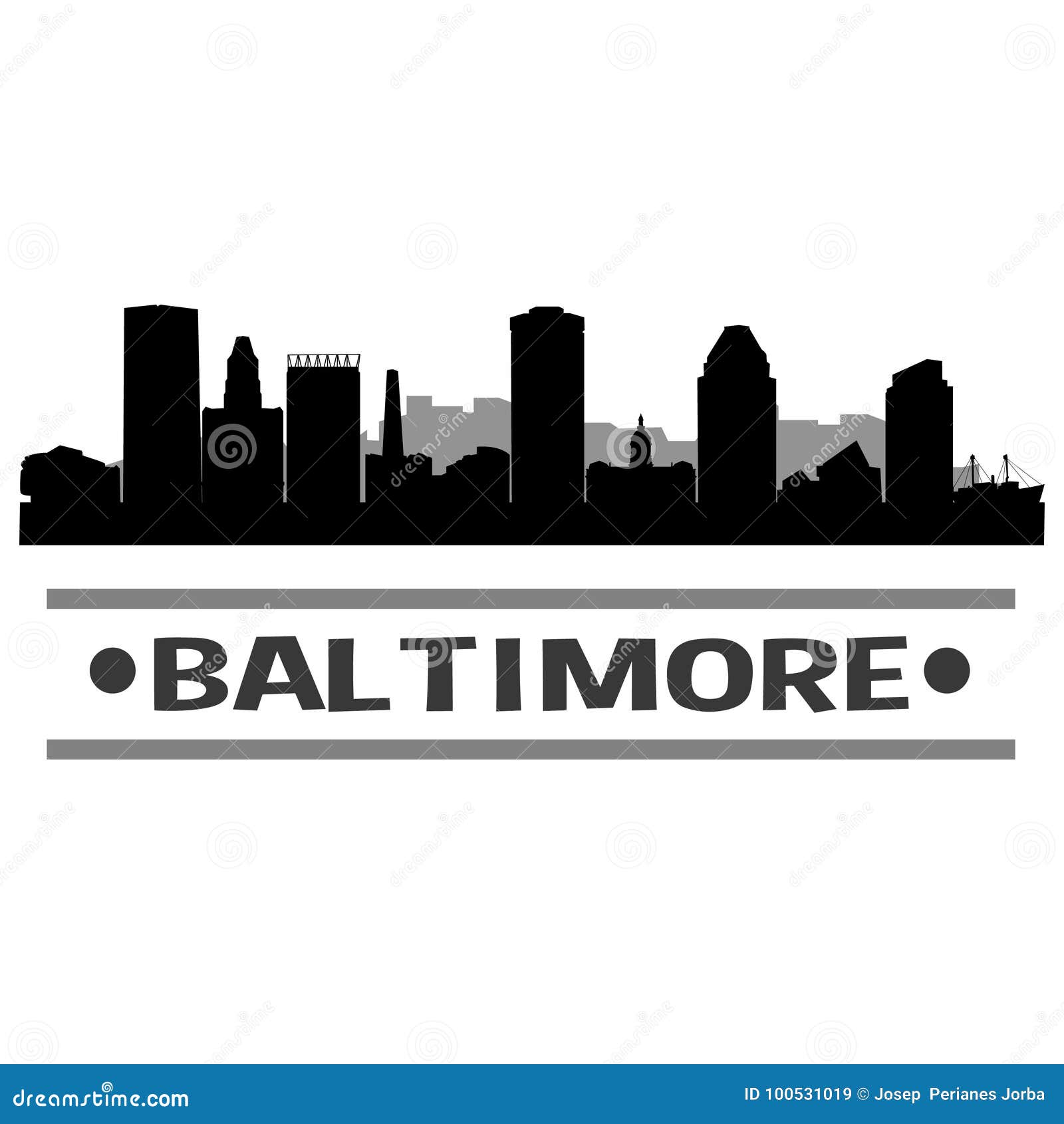 Baltimore Skyline City Icon Vector Art Design Stock Vector ...