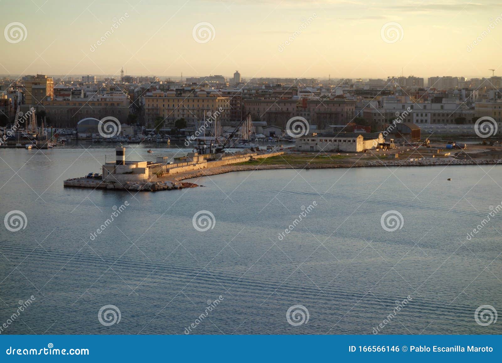Skyline of Bari from a Ship at Sunset Stock Photo - Image of transport ...